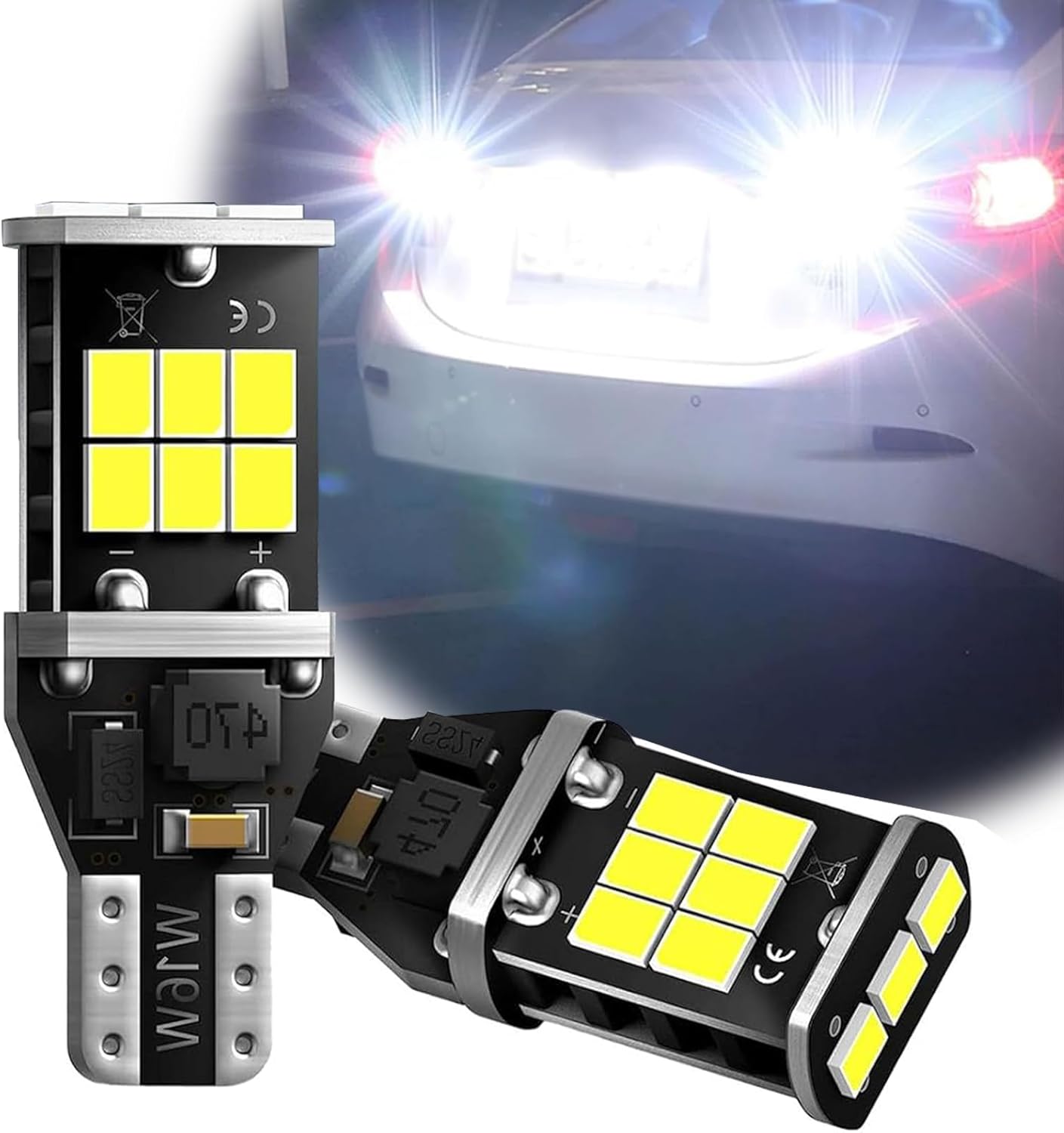Amazon.com: leediga Pack-2 Car LED Lights, T15 High Power Backup Lights ...