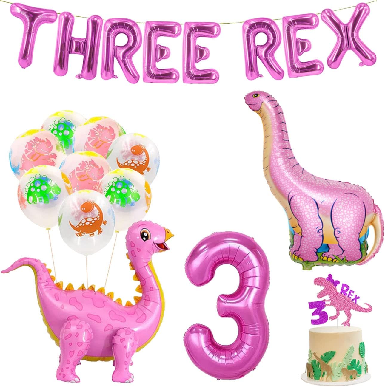 Amazon.com: Pink Dinosaur Party Decorations For Girls Pink Three Rex ...