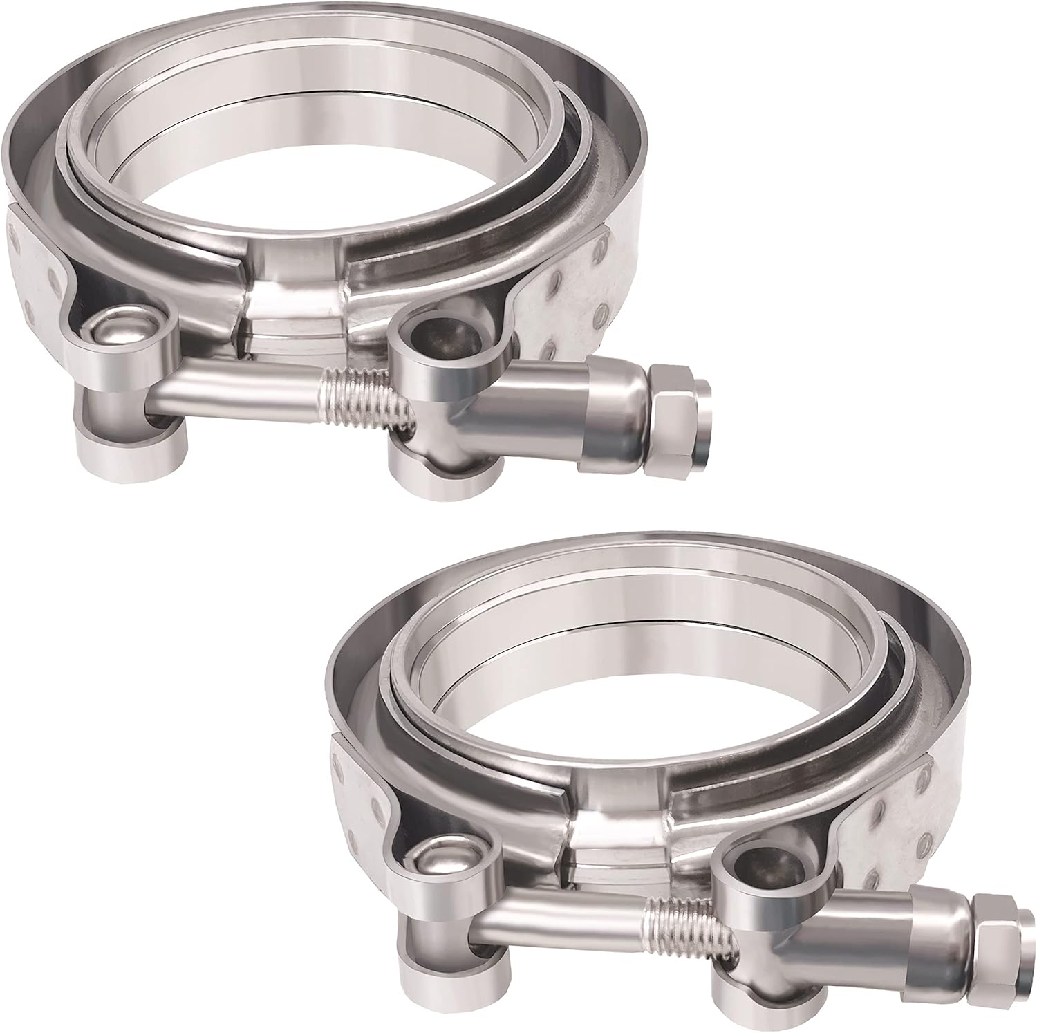 2Pcs 2.5 Inch V-Band Flange Clamps, Stainless Steel Exhaust V Band ...