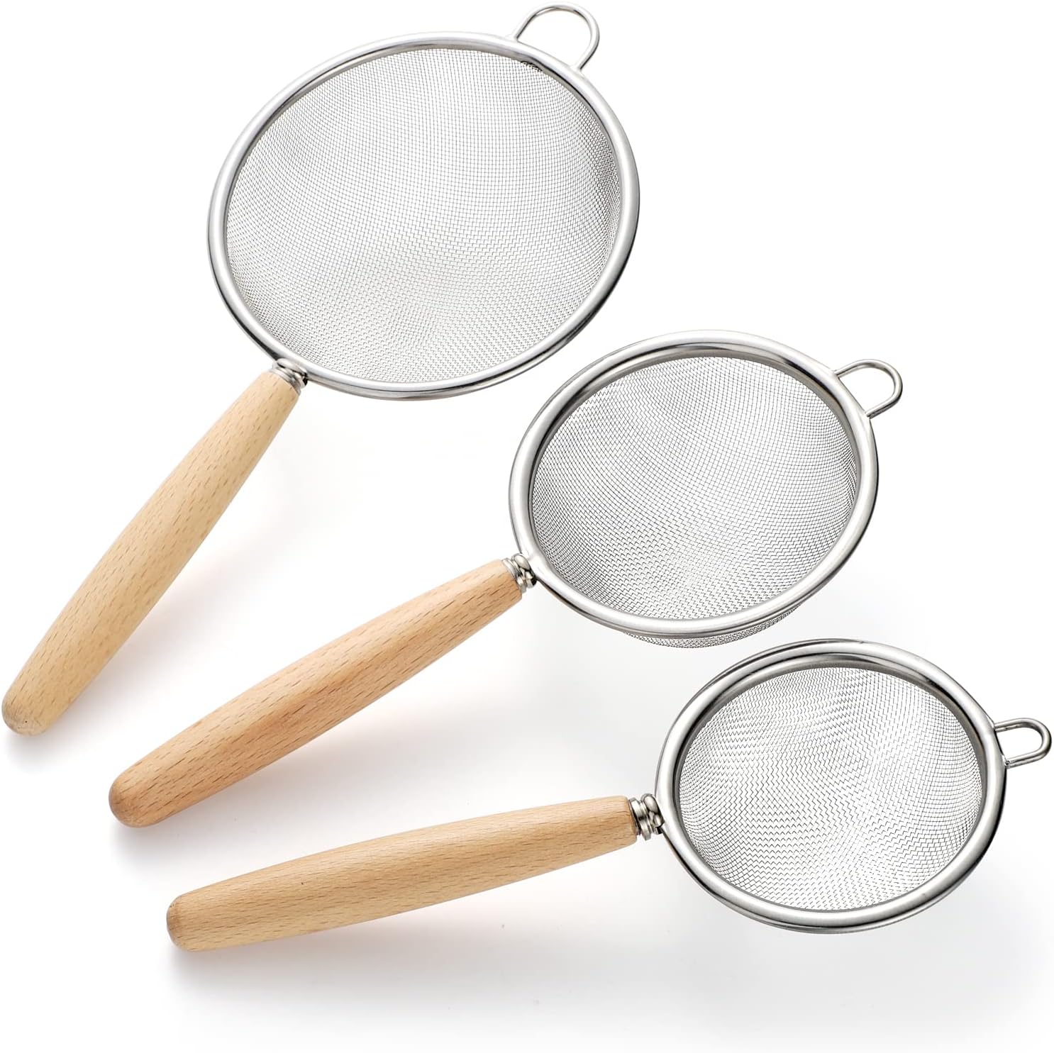 Amazon.com: Stainless Steel Fine Mesh Strainers Set of 3 Flour Sifter ...