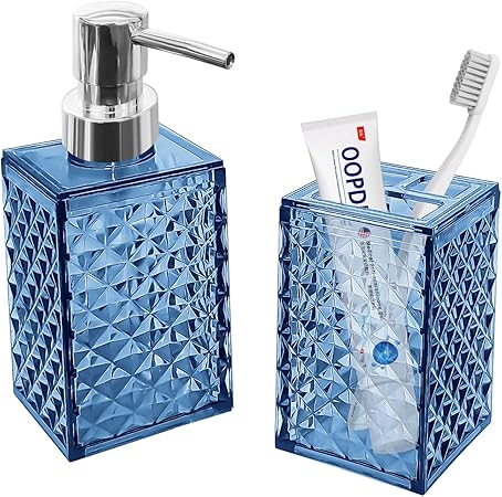 Amazon.com: 2PCS Blue Bathroom Accessories. Contain Soap Dispenser and ...