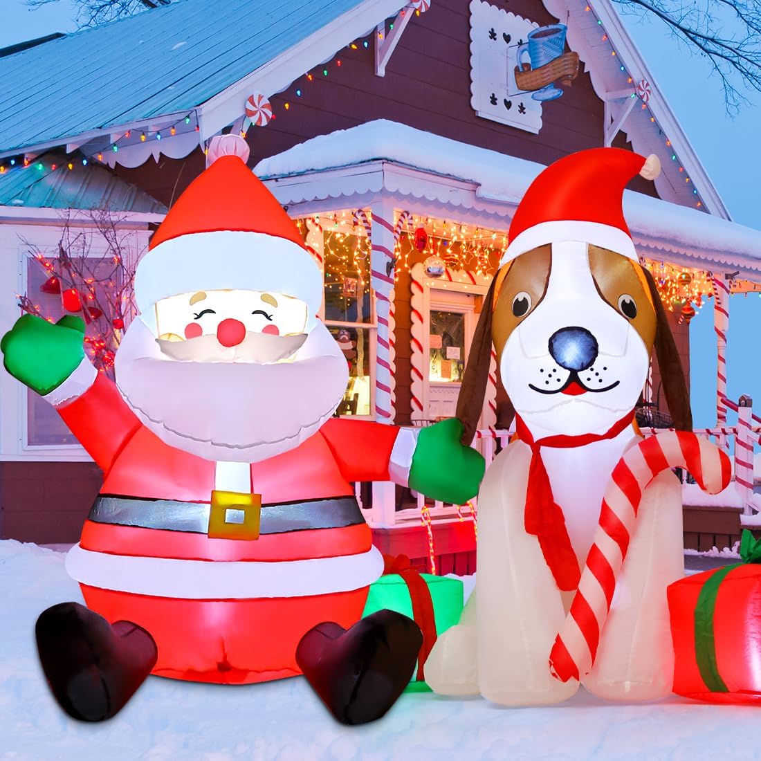 Amazon.com: GOOSH 5 FT Christmas Inflatables Outdoor Santa Claus and 5 ...