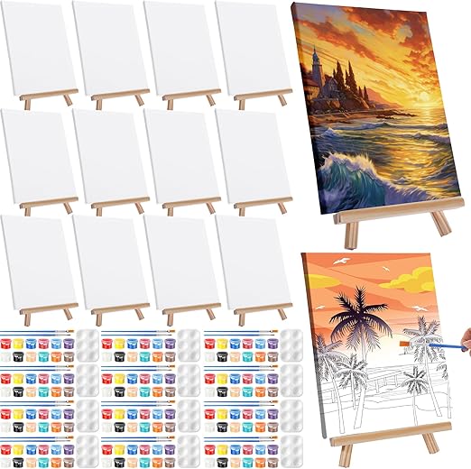 Amazon.com: Zhanmai 12 Pack Pre Drawn Canvas for Painting Sip and Paint Kit 8" x 10" Paint Party ...