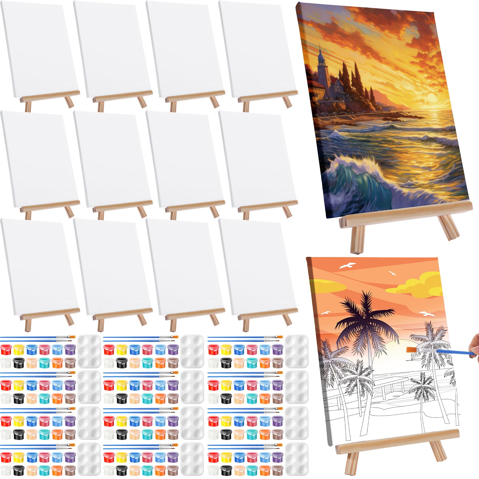 Amazon.com: Zhanmai 12 Pack Pre Drawn Canvas for Painting Sip and Paint Kit 8" x 10" Paint Party ...
