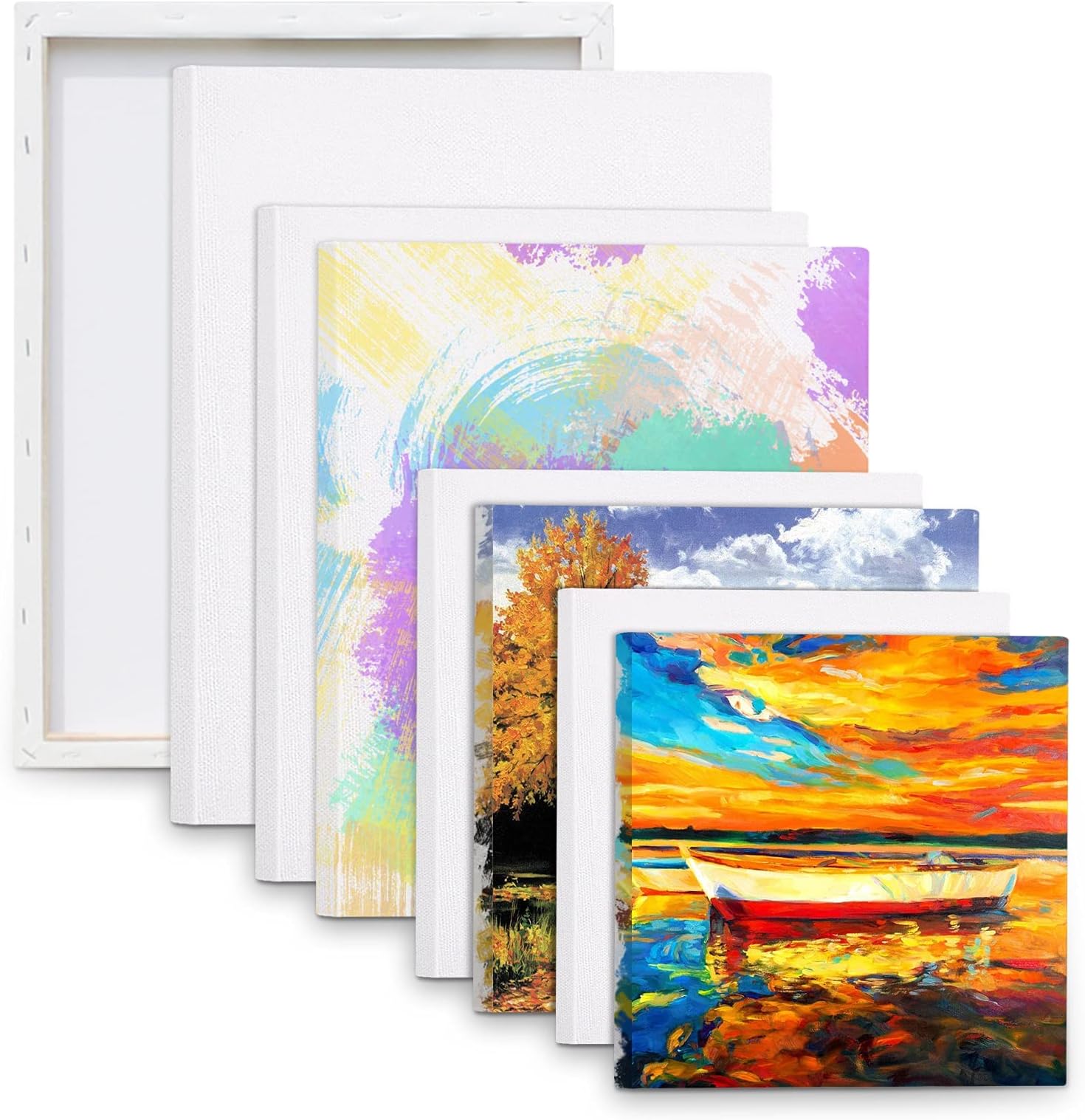 Toile Peinture,Ensemble de 8 Cadres de Panneau de Canvas pré-étirés ...