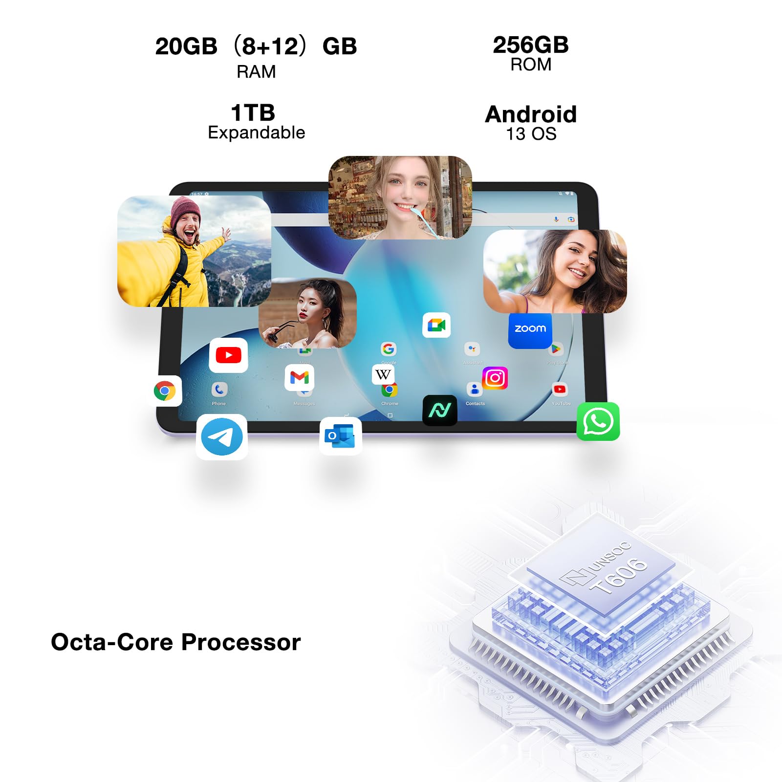 Snapklik.com : DOOGEE T20 Mini Pro Android 13 Tablet, 20GB+256GB/TF 1TB ...