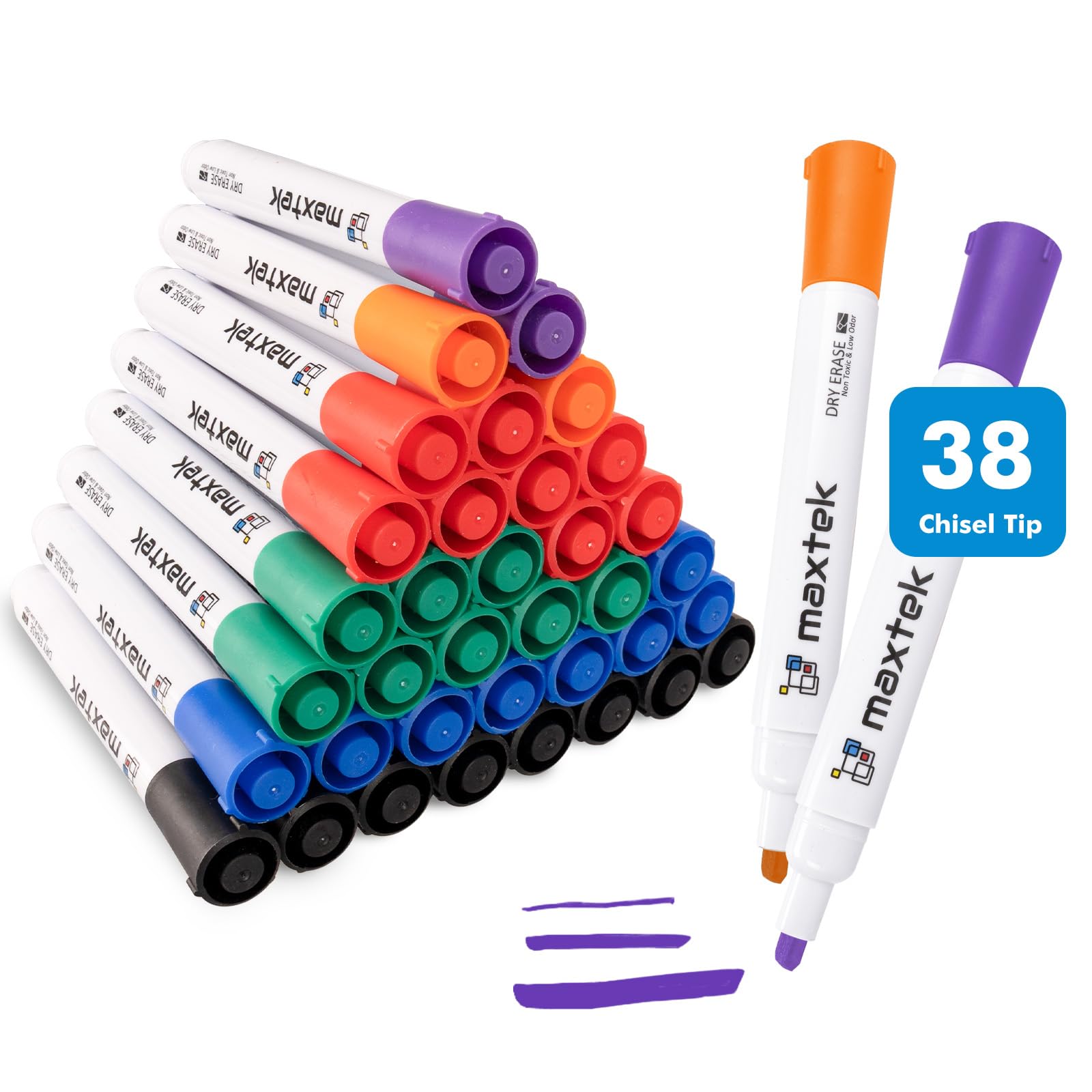 Snapklik.com : Maxtek Dry Erase Markers, 38 Count Chisel Tip Whiteboard ...