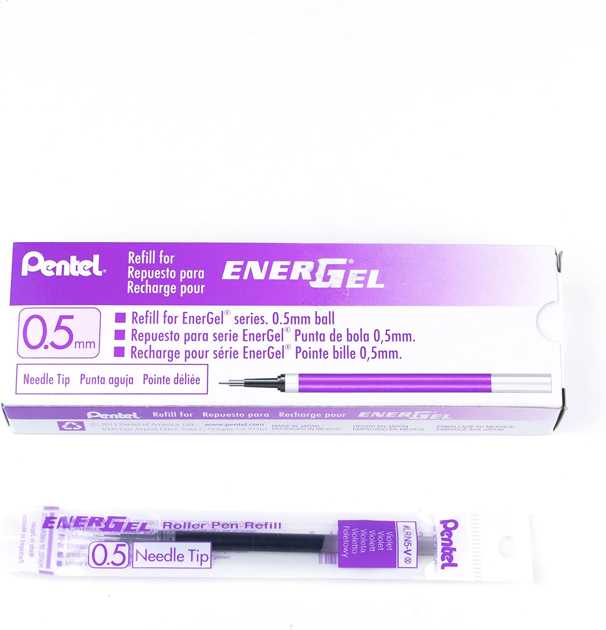 Pentel Refill Ink for EnerGel Gel Pen, 0.5mm Needle Tip, Violet Ink ...
