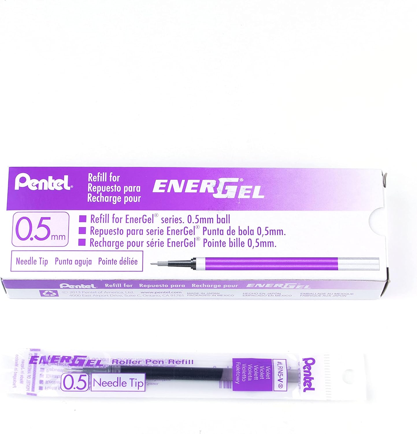 Pentel Refill Ink for EnerGel Gel Pen, 0.5 mm Needle Tip, Violet Ink ...