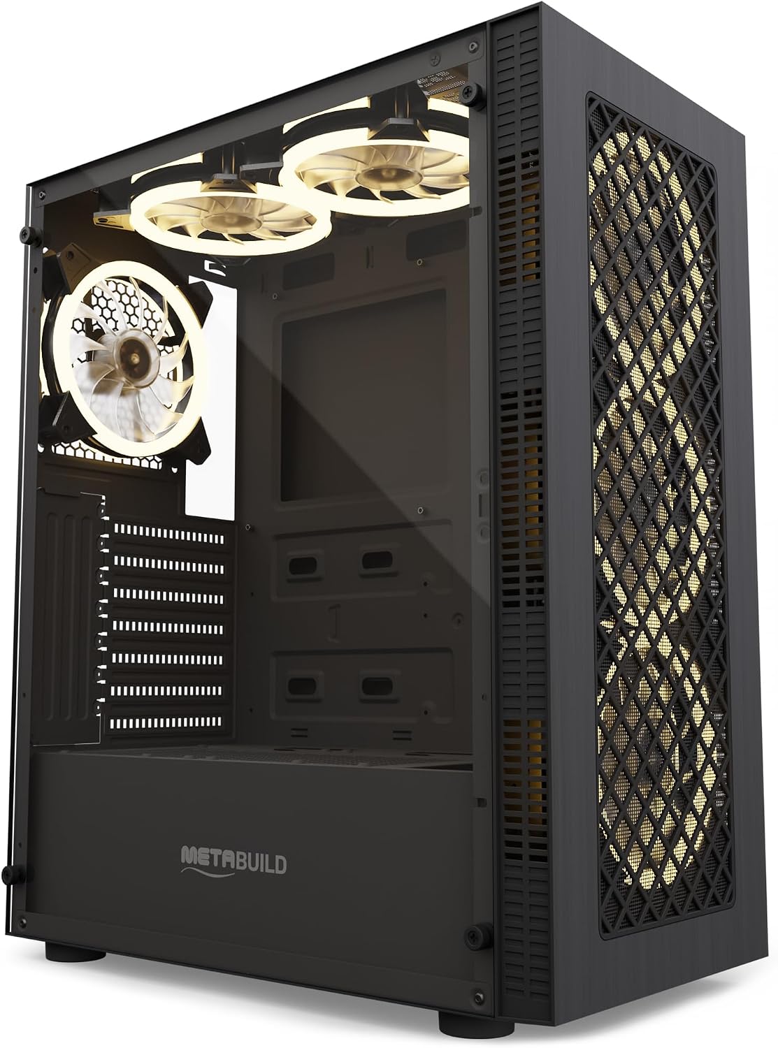 Amazon.com: METABUILD ATX PC Case – 6X PWM ARGB Fans Included – High ...
