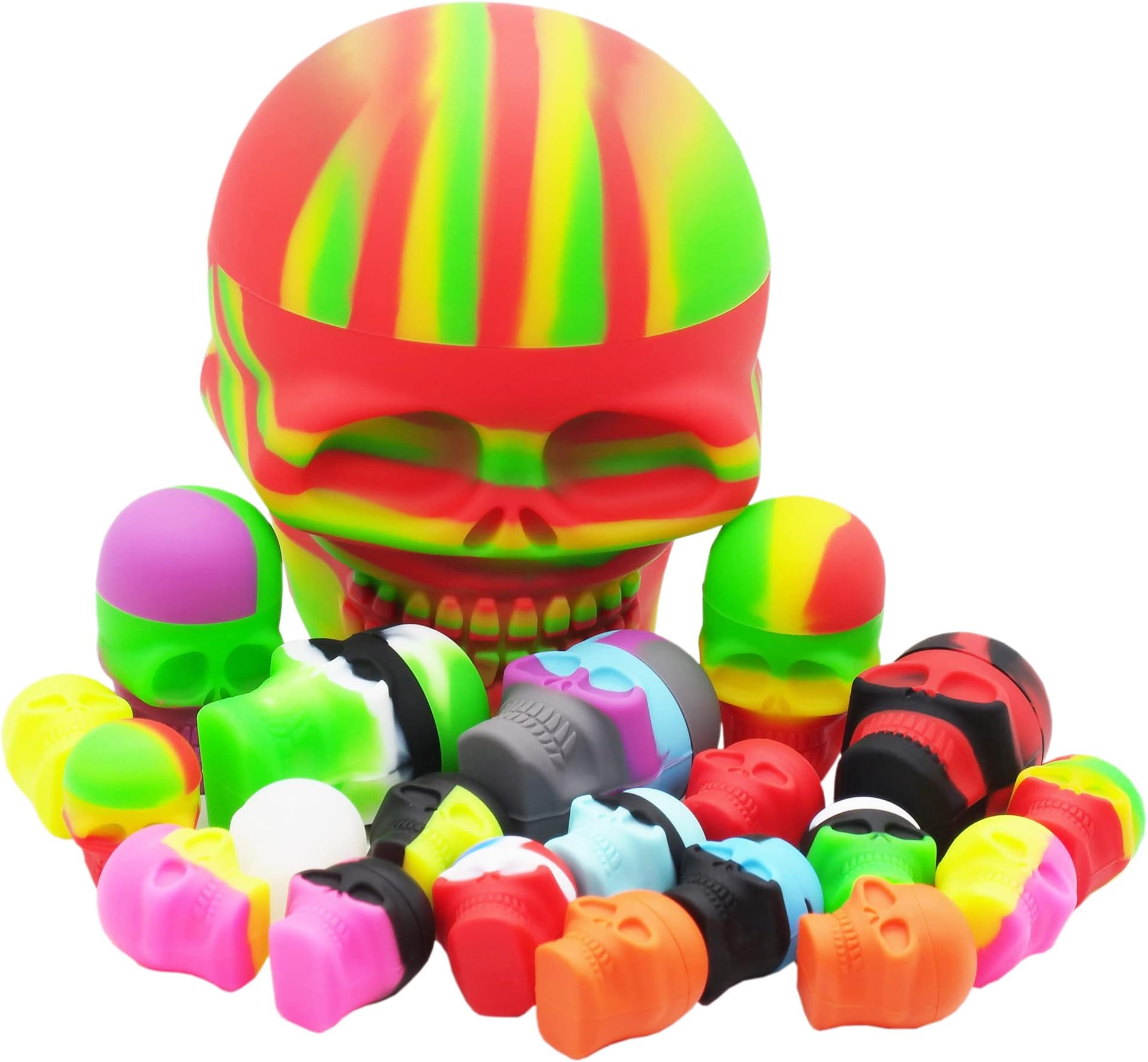 Amazon.com: HerbHuggers Silicone Skull Containers 3-Piece Set Black ...