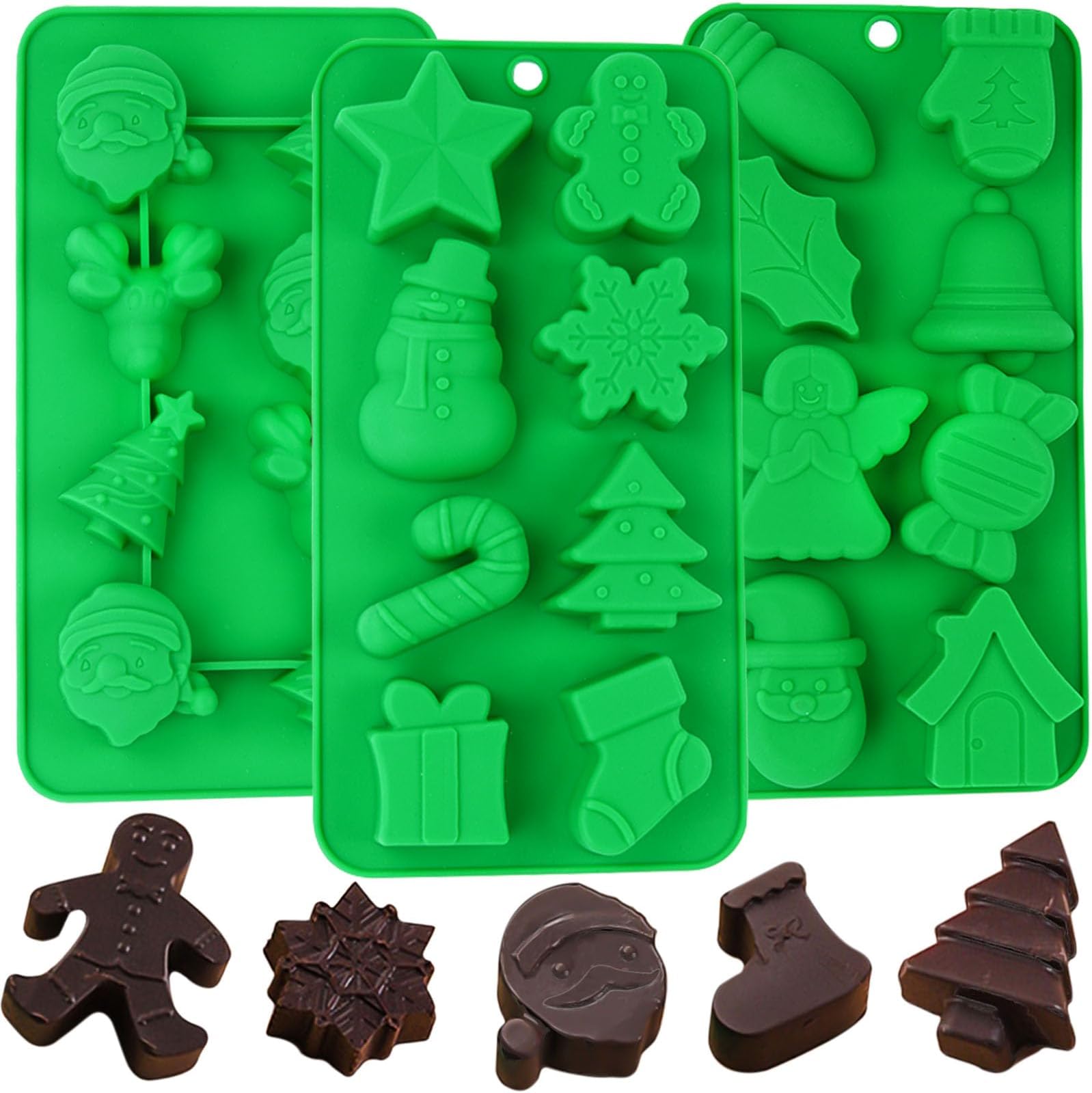 Amazon.com: 3 Pack Christmas Chocolate Molds, Christmas Silicone Candy ...