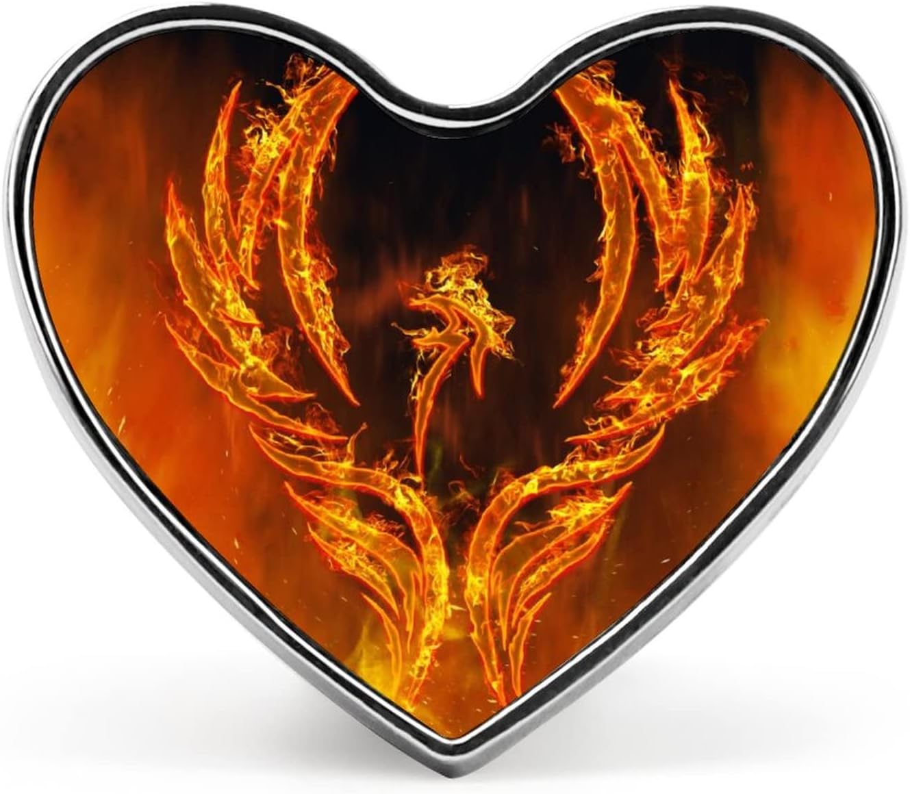Amazon.com: Fire Phoenix Button Pins for Backpack Heart-Shaped Badge ...