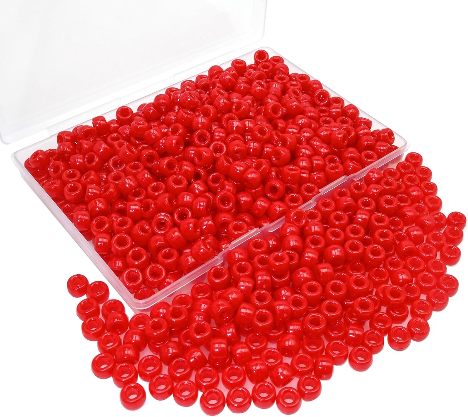 Looconi 500pcs Red Pony Beads 6 x 9 mm with Storage Box for Jewelry ...