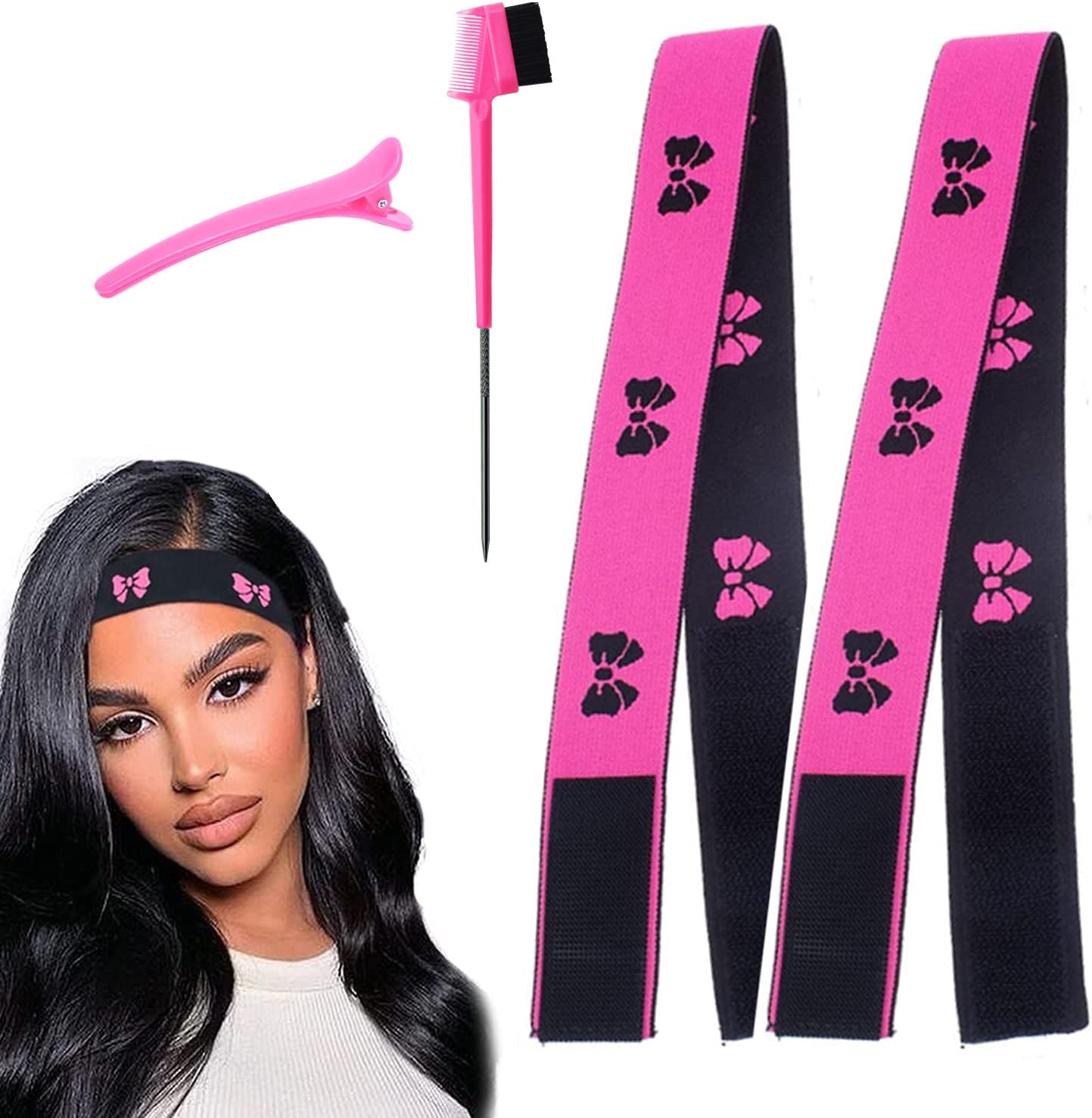 2PCS Elastic Bands for Wig, Adjustable Headband Edge Laying Band With ...