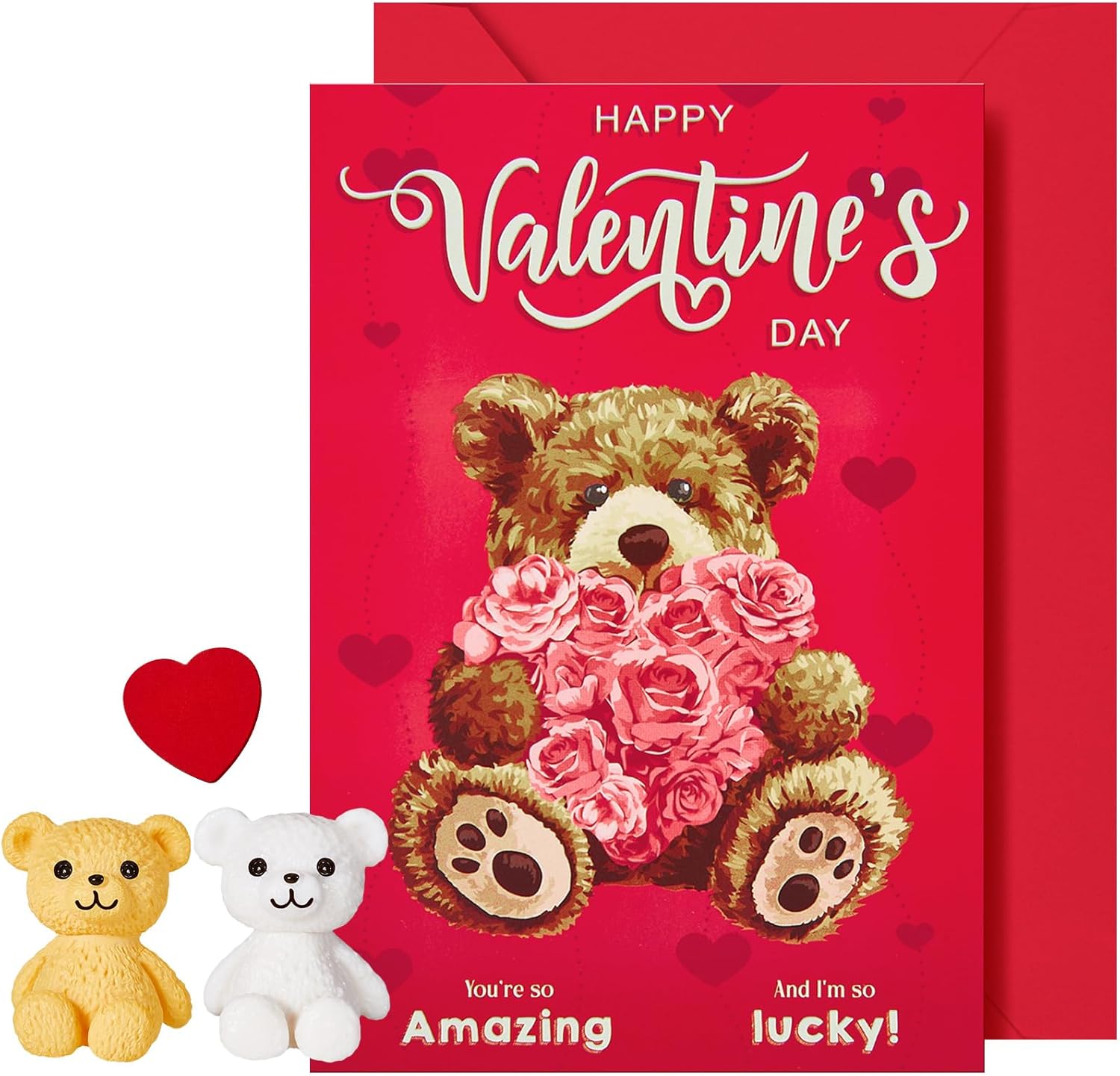 Honoson Valentine‘s Day Cute Bear Card with Envelope Gifts Set Romantic ...