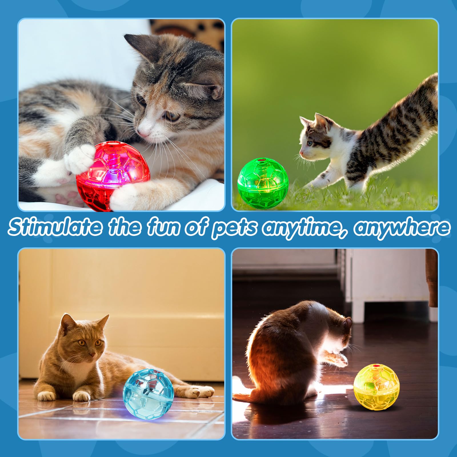 Snapklik.com : Sratte 6 Pieces Ghost Hunting Cat Ball Activated Cat Toy ...