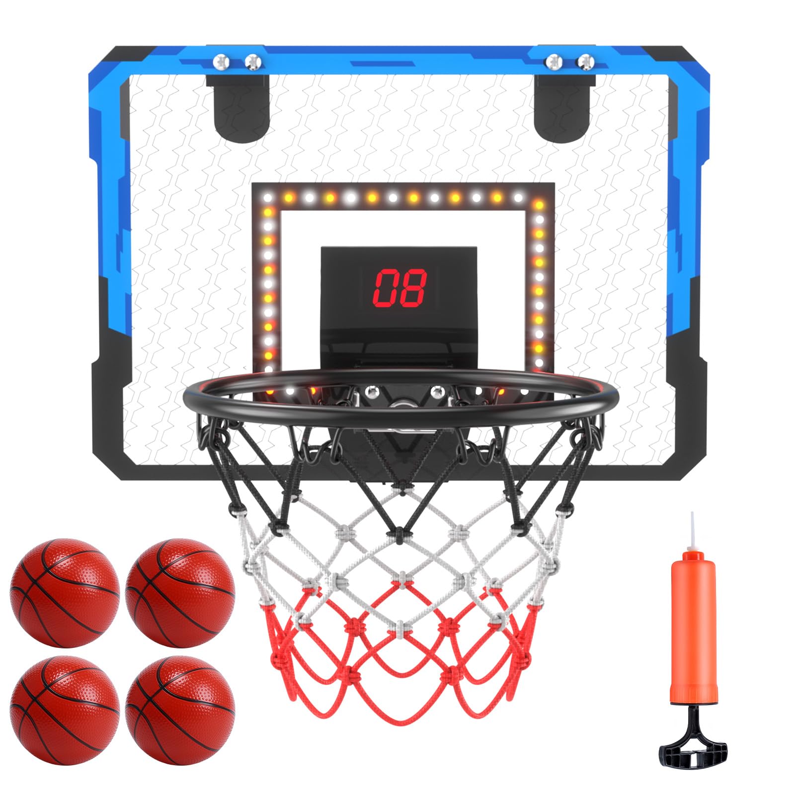 Amazon | バスケットゴール 室内 Eaglestone おもちゃ LEDライト付き 自動採点 効果音 静音可能 2つゲームモード ドア掛け バスケットボール 4個付属 屋外 多場面使用 ...
