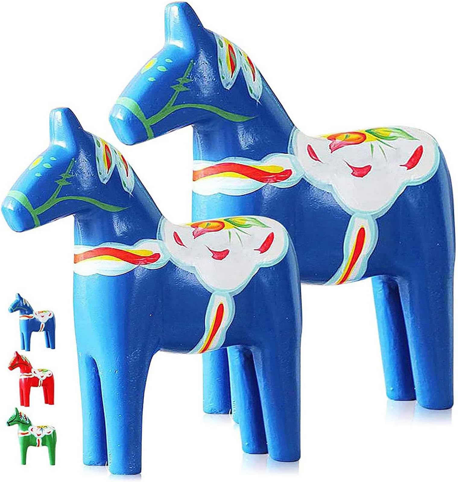 Amazon.com: Reoean Hand Painted Swedish Wooden Dala Horse Figurine (Red ...