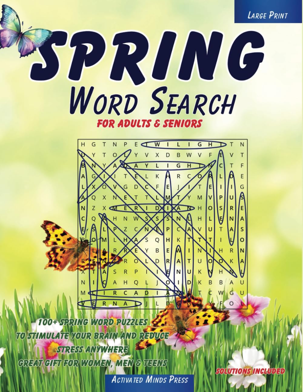Spring Word Search Large Print for Adults & Seniors: 80+ Spring Word ...