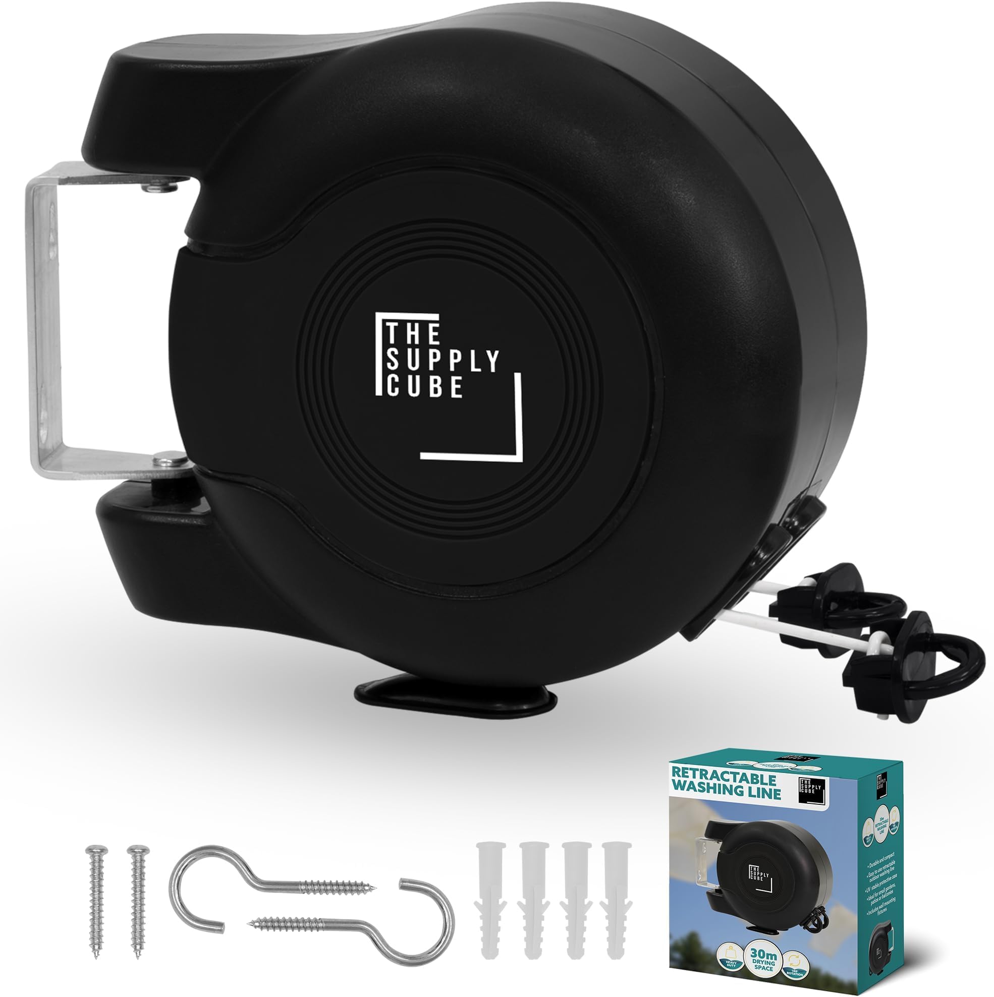 2 x 15m Retractable Reel Clothes Washing Line : Amazon.co.uk: Home ...