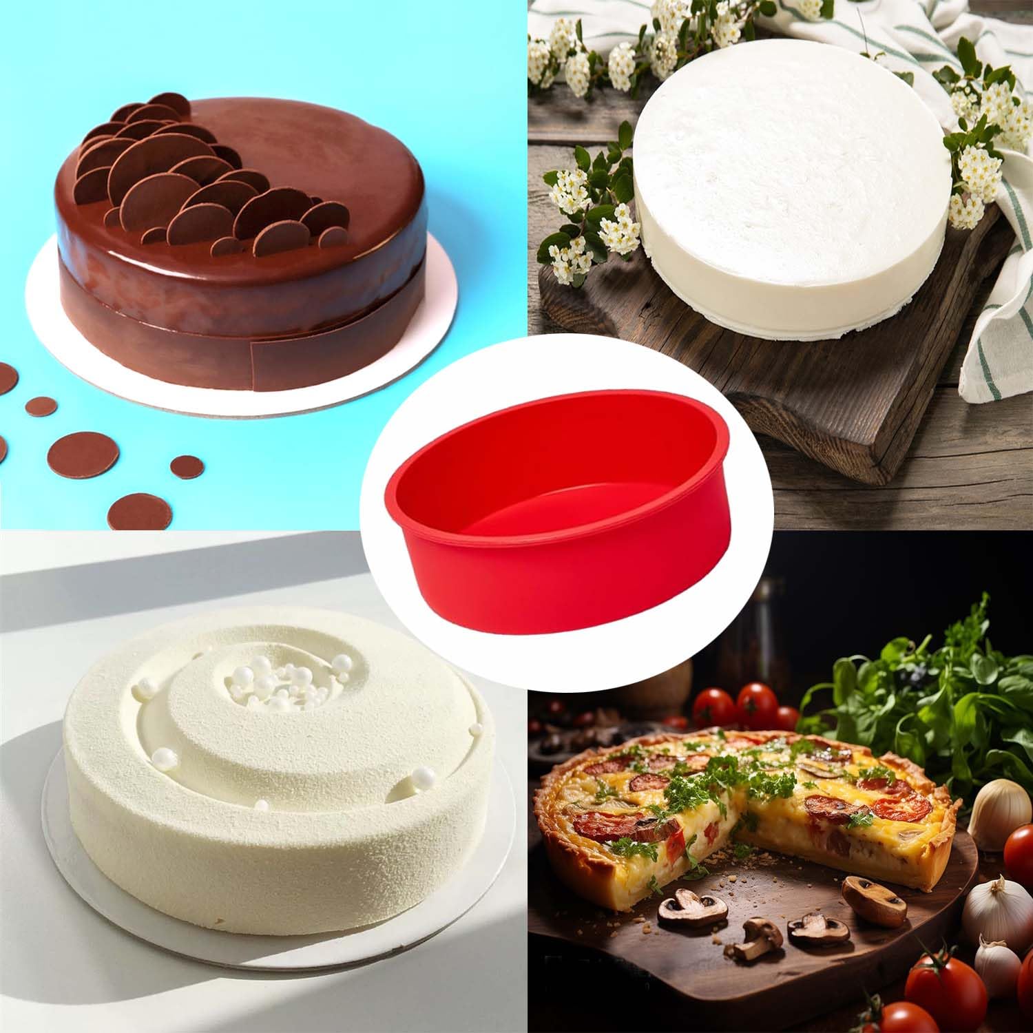 Snapklik.com : Silicone Round Cake Pan, 6 Inch Nonstick Smash Pans For ...