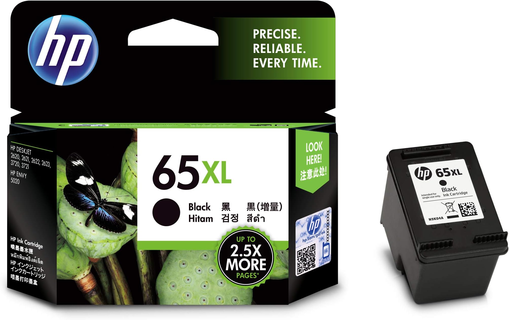 HP 65 Genuine Original Black Ink Printer Cartridge works with HP ...