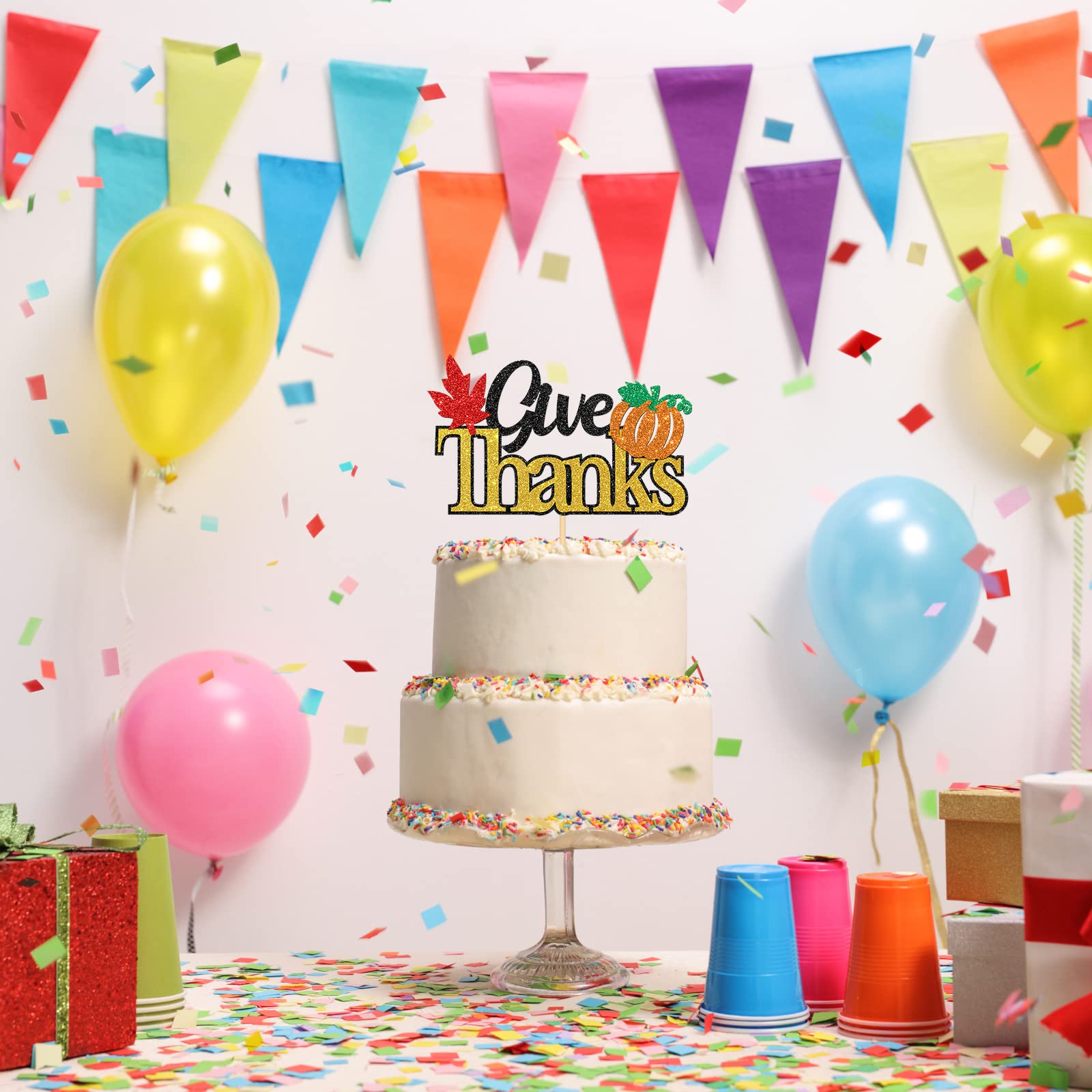 Snapklik.com : Give Thanks Thanksgiving Day Theme Cake Topper ...