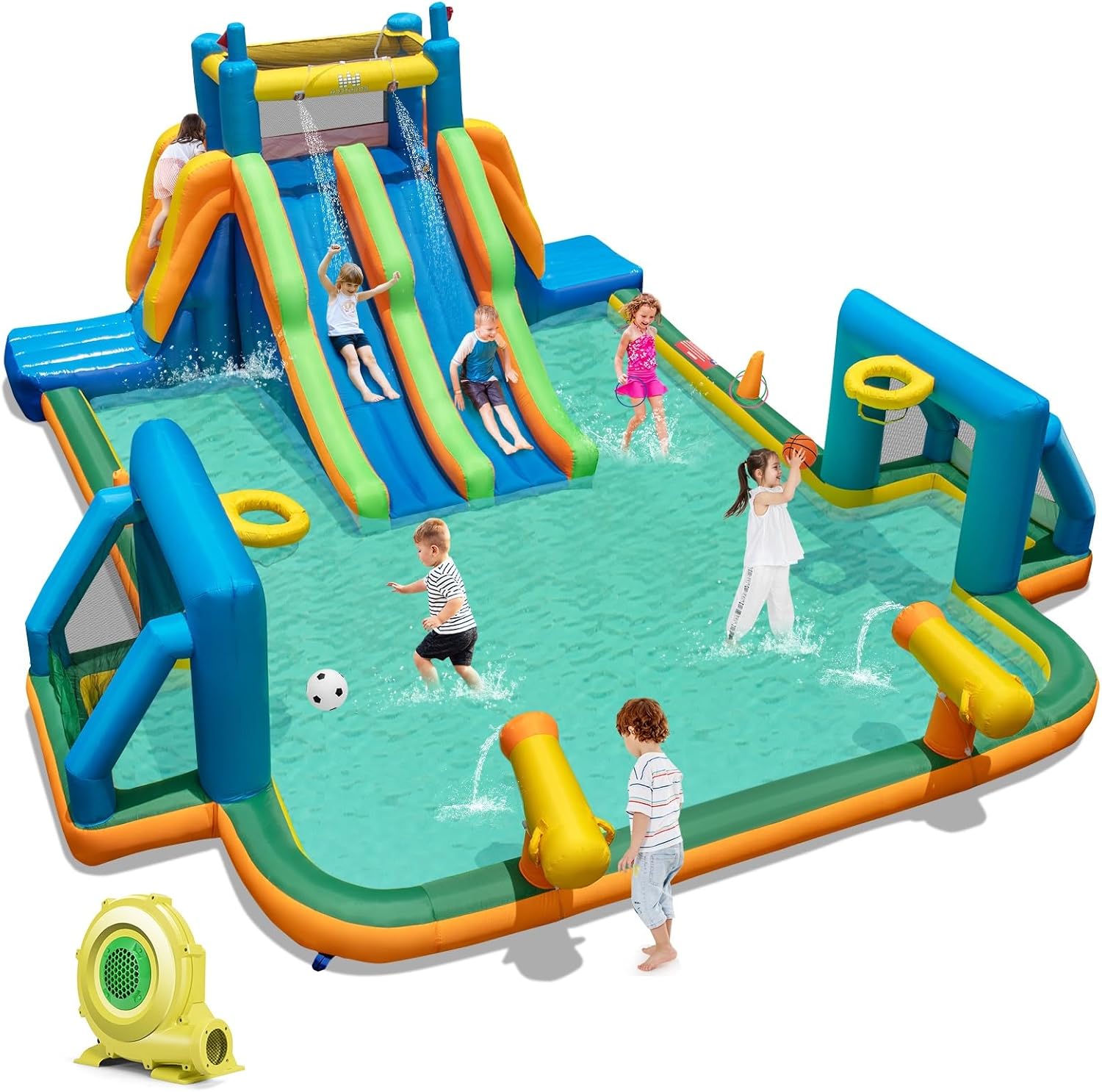 Amazon.com: BOUNTECH Inflatable Water Slide, 19x17FT Kids Mega ...
