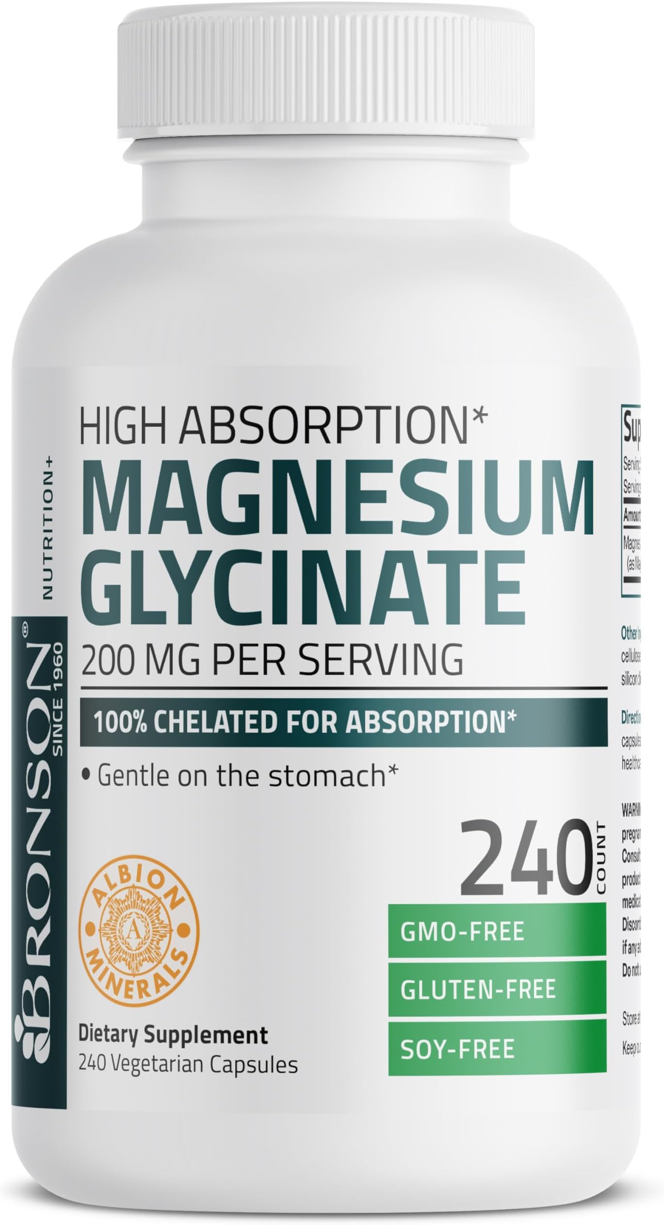 Amazon.com: Bronson Magnesium Glycinate 200 MG per Serving 100% ...