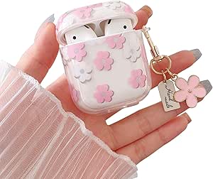 Amazon.com: MINSCOSE Compatible with AirPods 1/2 Clear Case,Cute Cartoon Flower Pattern Design ...
