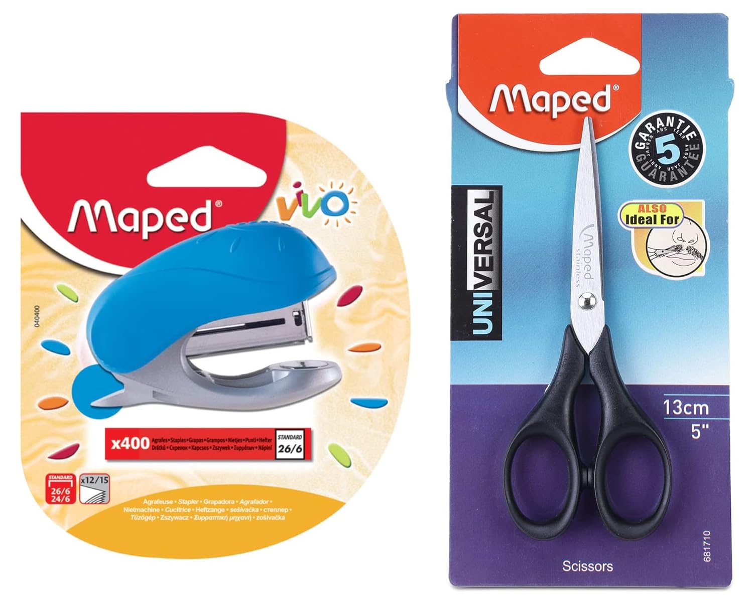 Maped Stapler Vivo 24/6 + 400 Staples Blister (Multi Colour), Standard ...