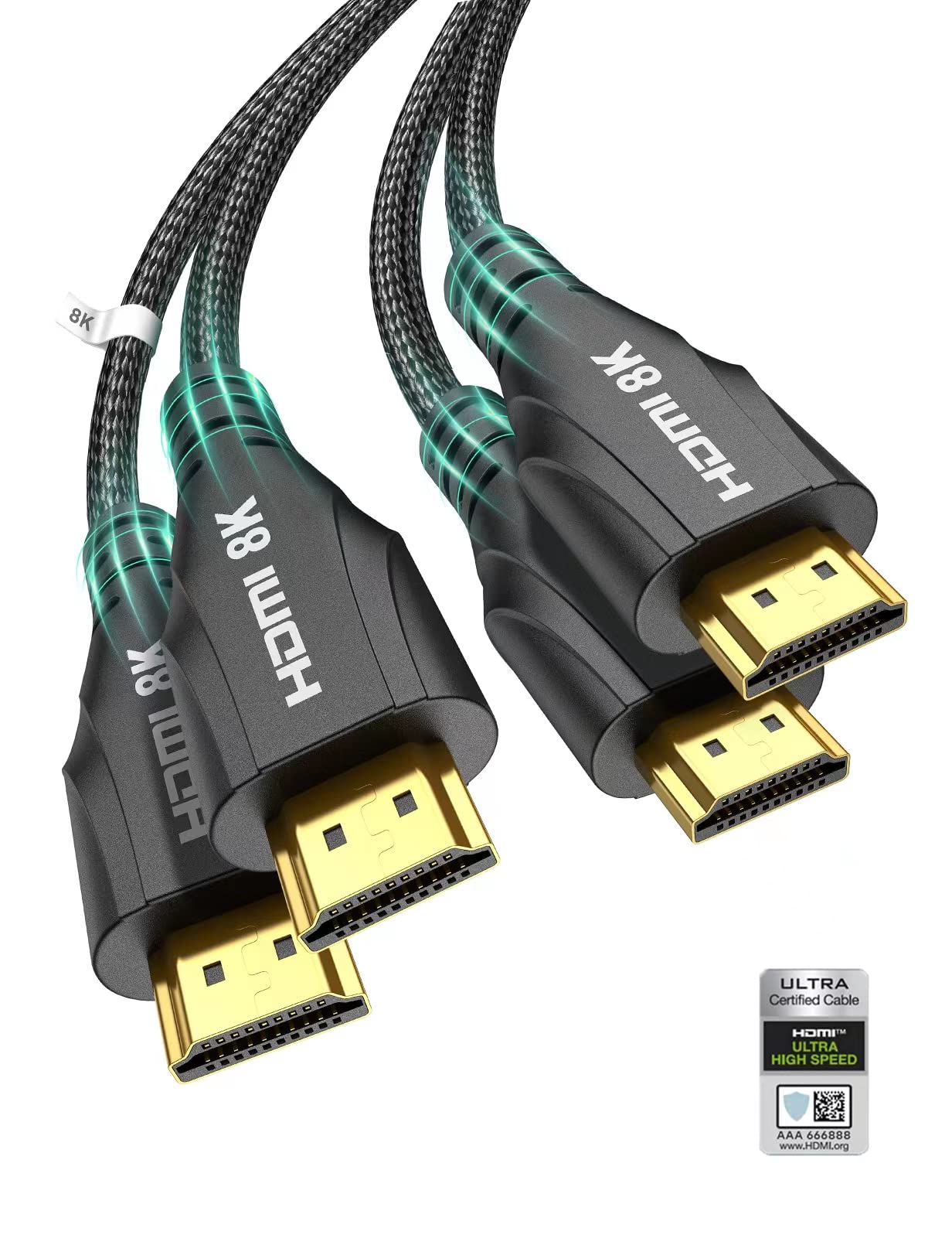 Amazon.com: Cratree HDMI 2.1 Cable 3.3FT 2Pack,Certified 8k Ultra High ...