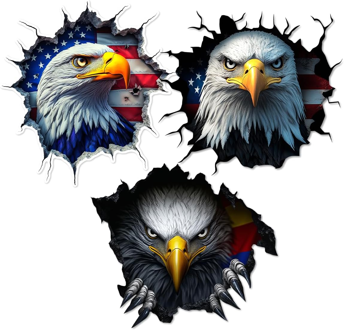 Amazon.com: Pack 3 Pcs American Eagle Sticker for Cars Vehicles Trucks ...