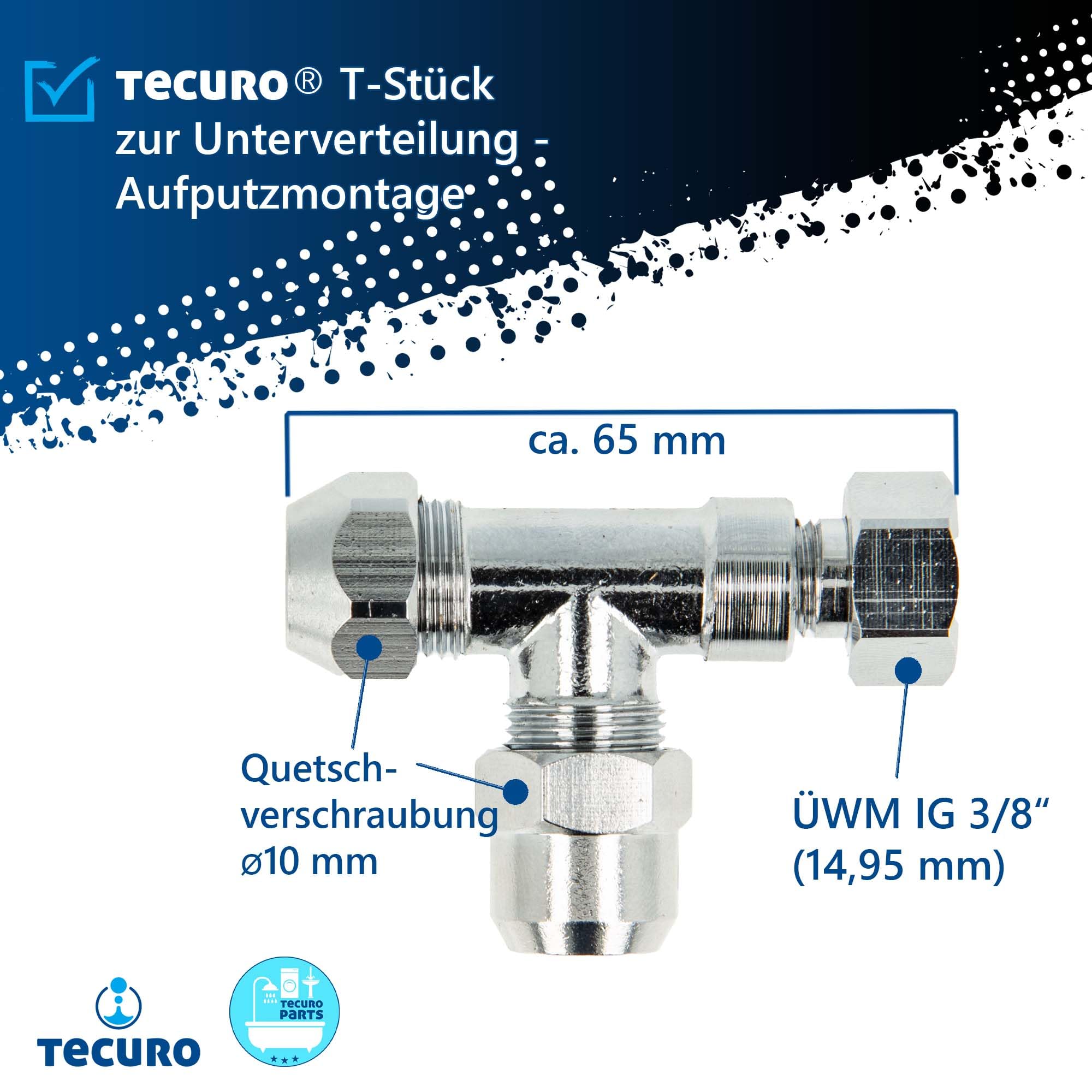 Brass T-Piece 3/8 Inch Splitter for Angle Valves Chrome-Plated with ...