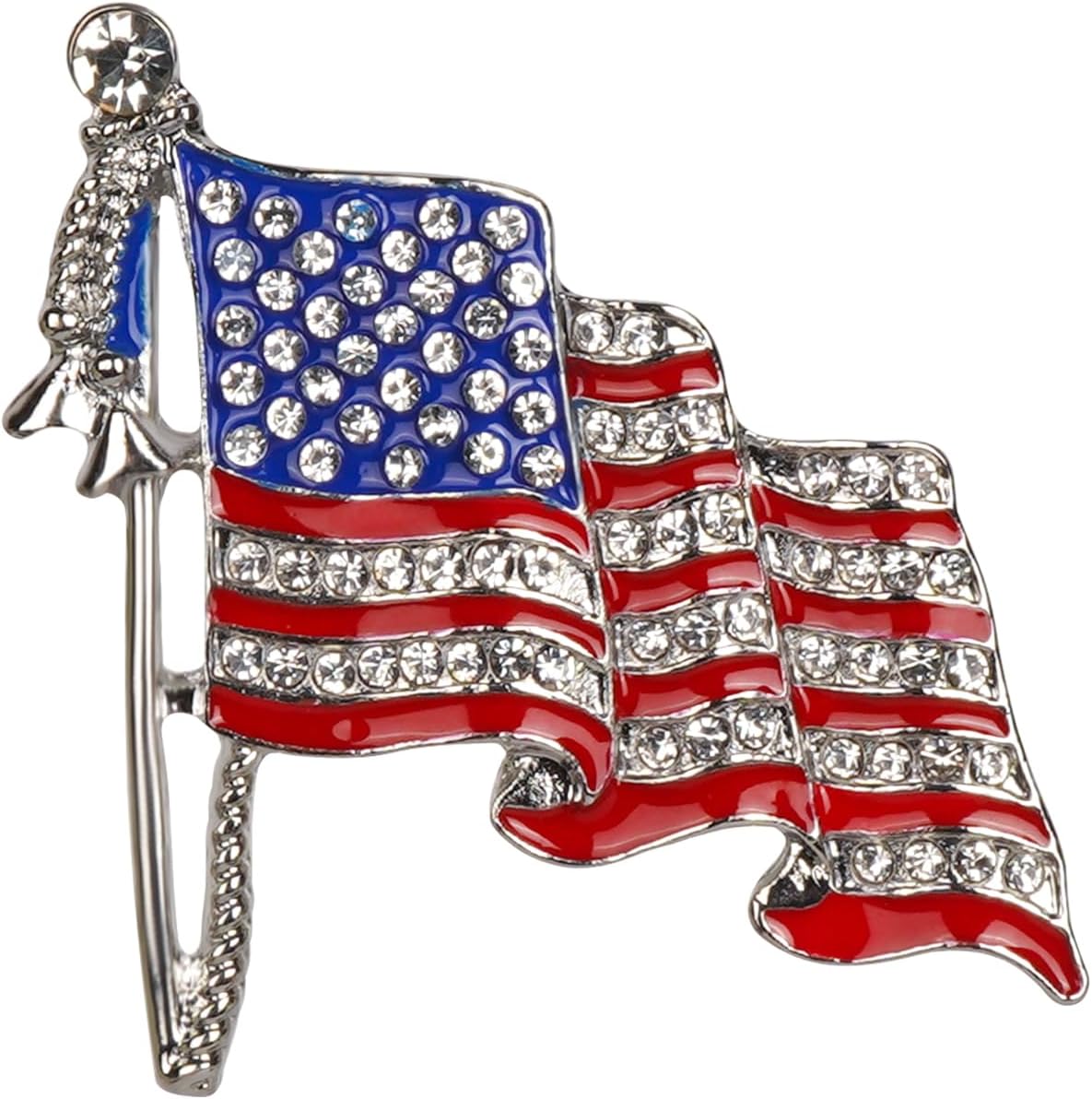 Amazon.com: SHIDOW Rhinestone American Flag Brooch Pin, Jewelry Crystal ...