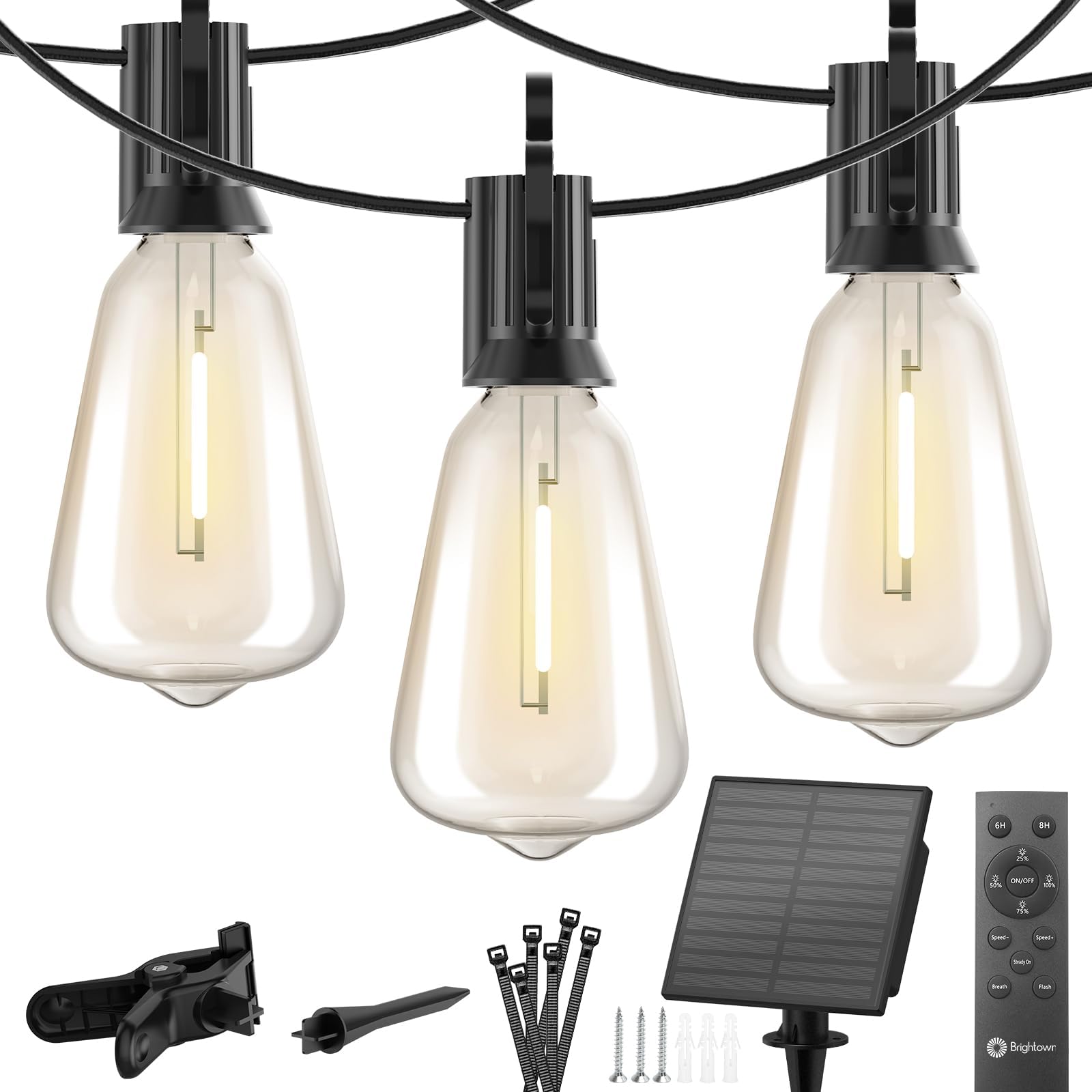 Amazon.com: Brightown Solar String Lights Outdoor - 38FT Patio Lights ...