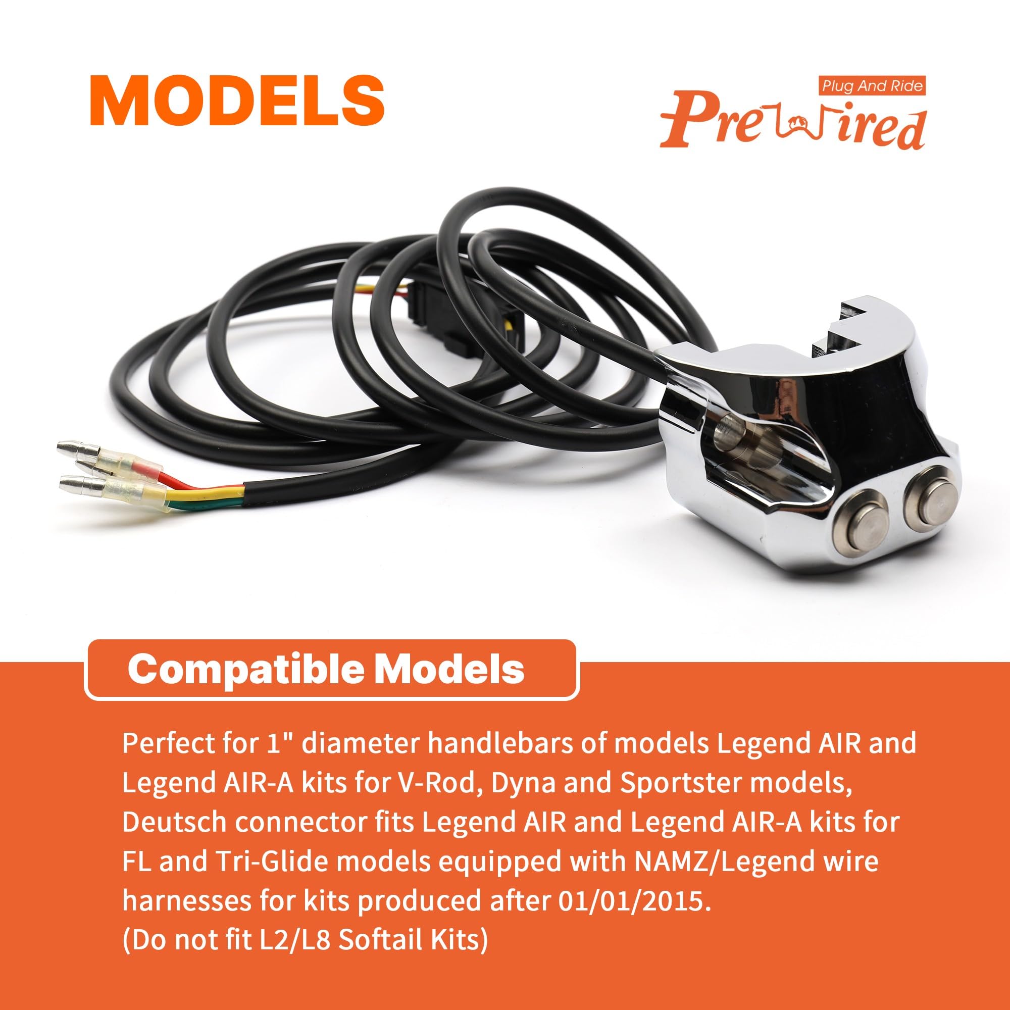 Snapklik.com : Prewired 1 Inch Dyna Sportster Air Ride Suspension Kit ...