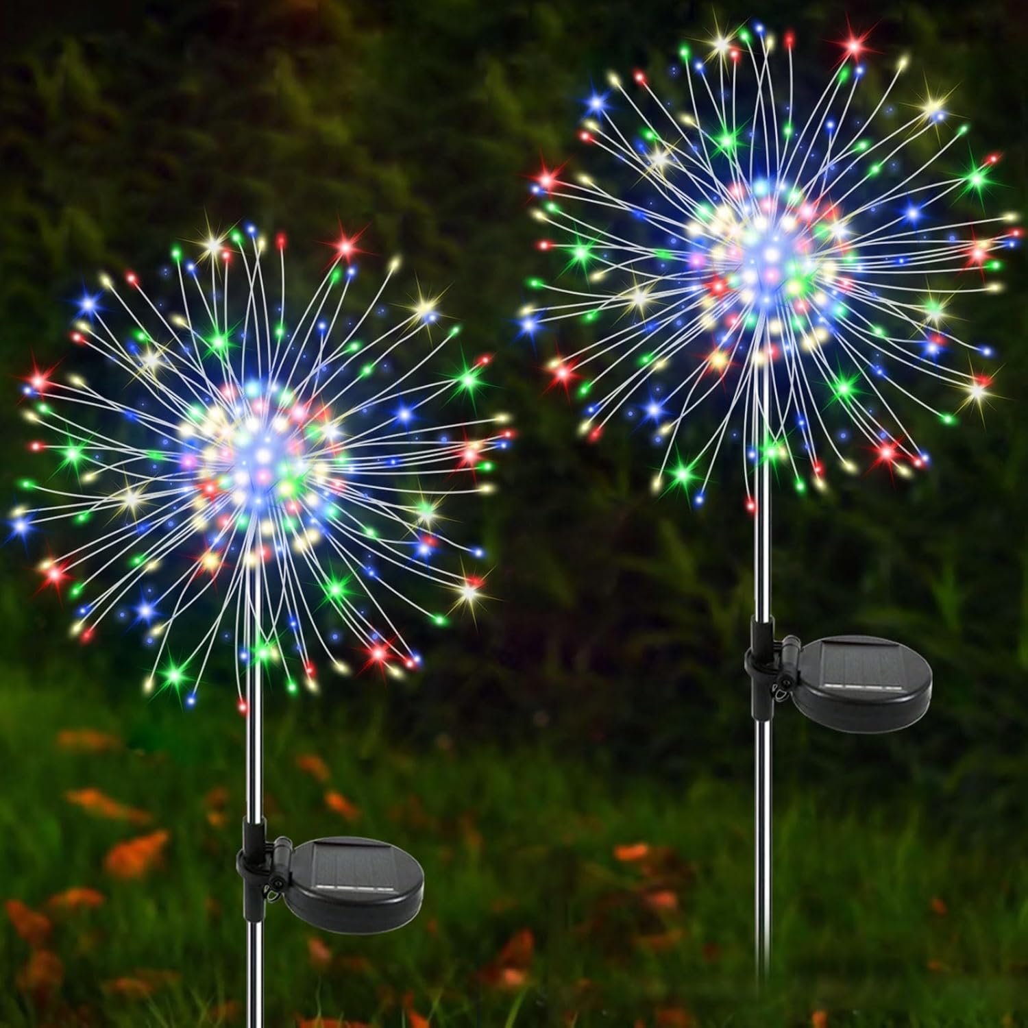 Solar Garden Lights Outdoor, 2 Pack 120LED Twinkling Solar Firework ...