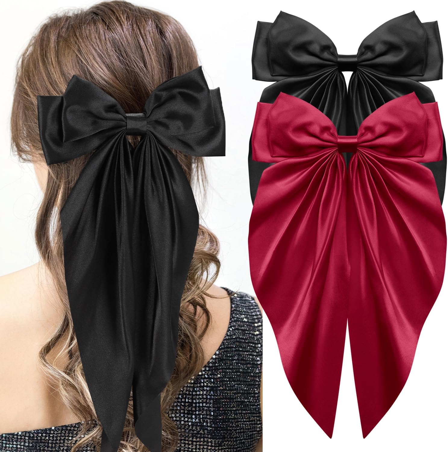 Amazon.com : WENANA Oversized Hair Bows for Women - Large Hair Ribbon ...