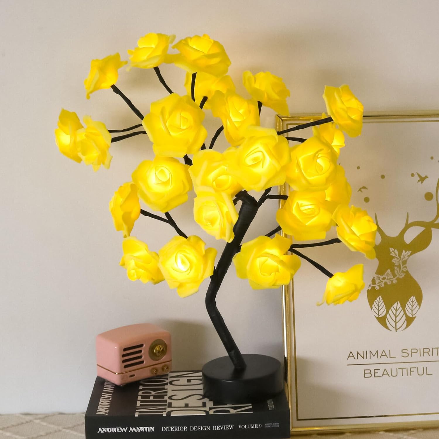 Rose Flower Tree Lamp - LED Rose Tree Table Lamp USB/Battery Powered ...