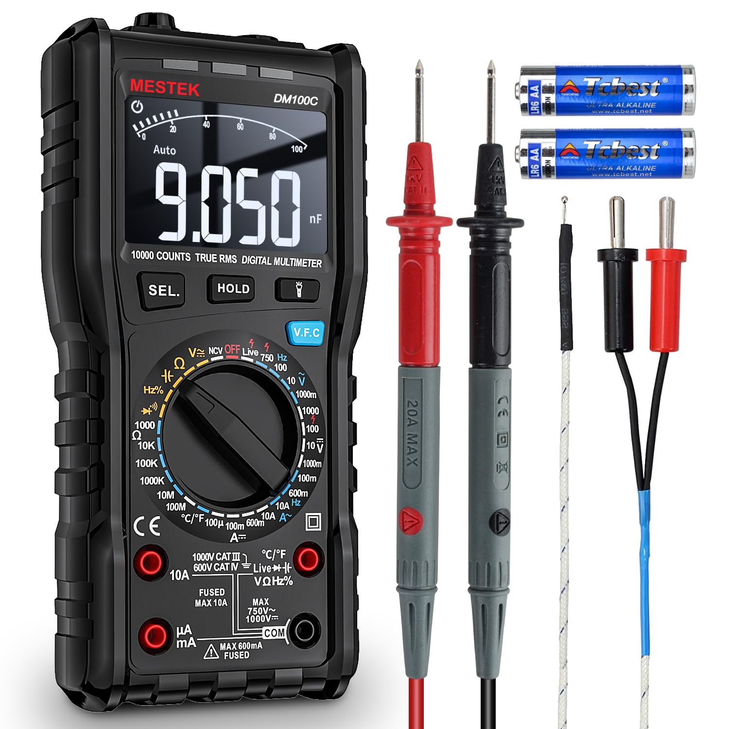 MESTEK Digital Multimeter Tester Volt Meter Ohmmeter T-RMS 9999 Counts ...