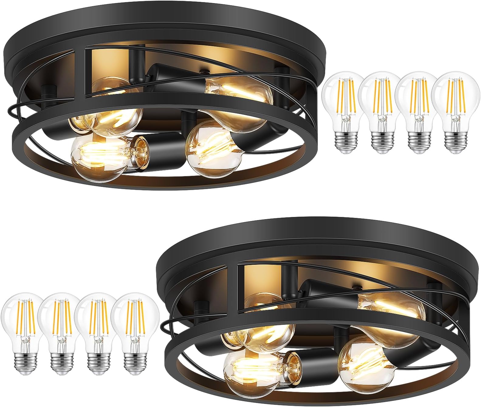 Feanron 4-Light Flush Mount Ceiling Light Fixture, Farmhouse Ceiling ...