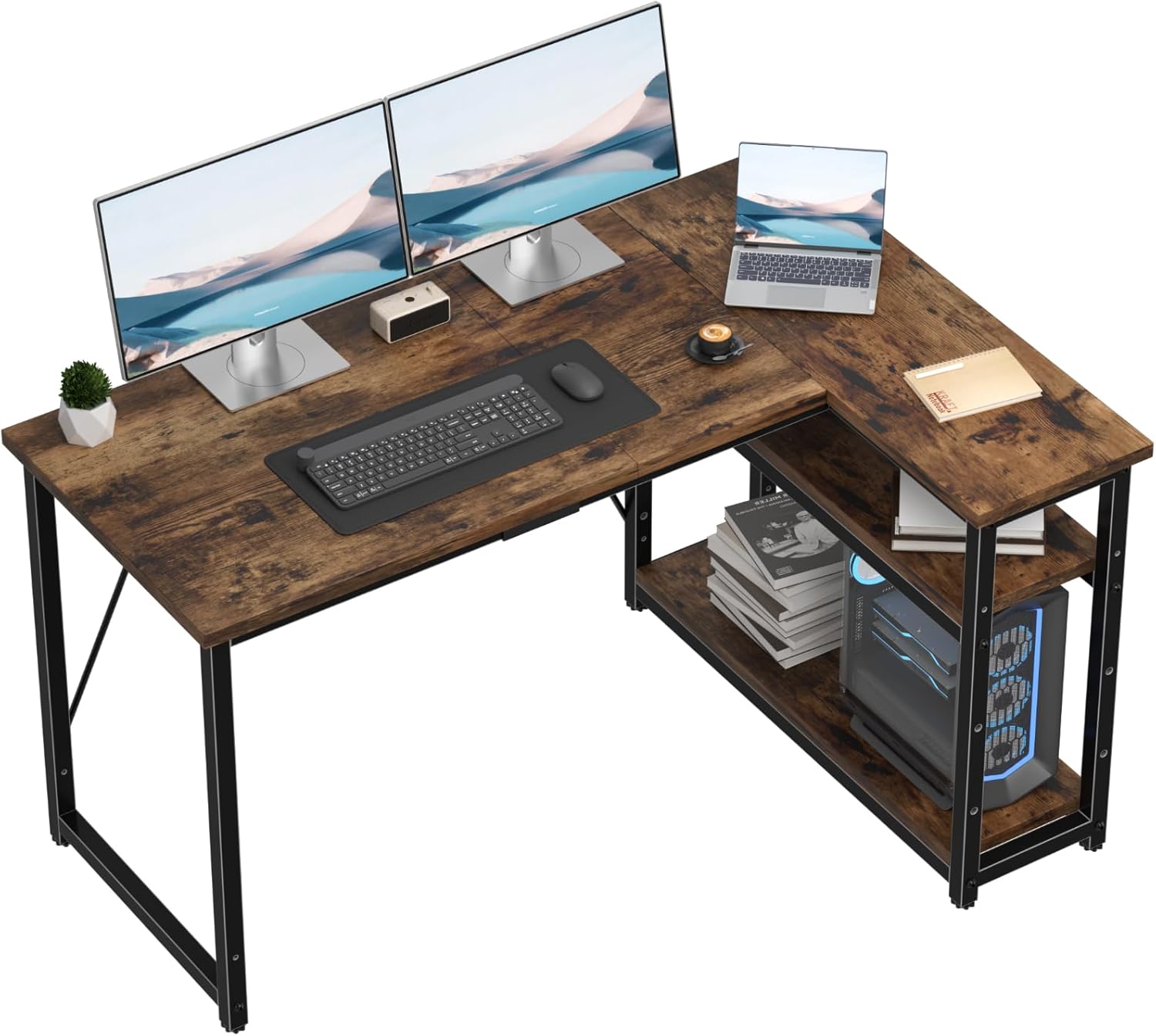 TRIUMPHKEY 120 * 80cm L Shaped Computer Desk with Reversible Large ...