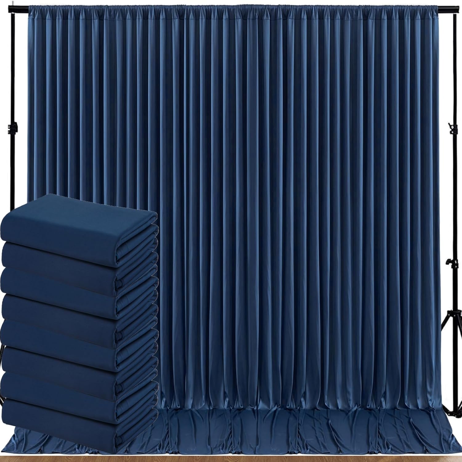 Amazon.com: 40ftx10ft Wrinkle Free Navy Blue Backdrop Curtains for ...