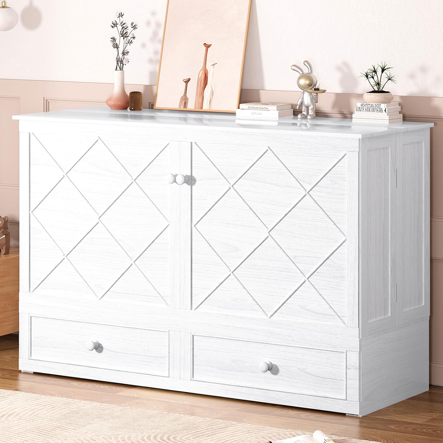 Amazon.com: BALUS Murphy Bed Cabinet, 63" W Queen Cabinet Cube Chest ...
