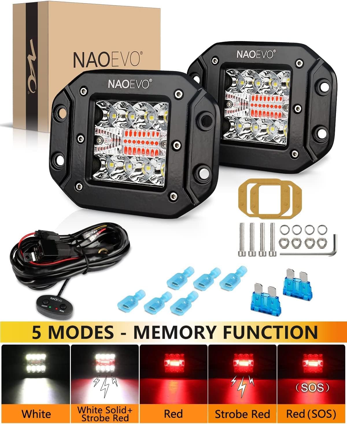 NAOEVO LED work light Led spot lights 2PCS 4'' 144W LED Pods LED Light ...