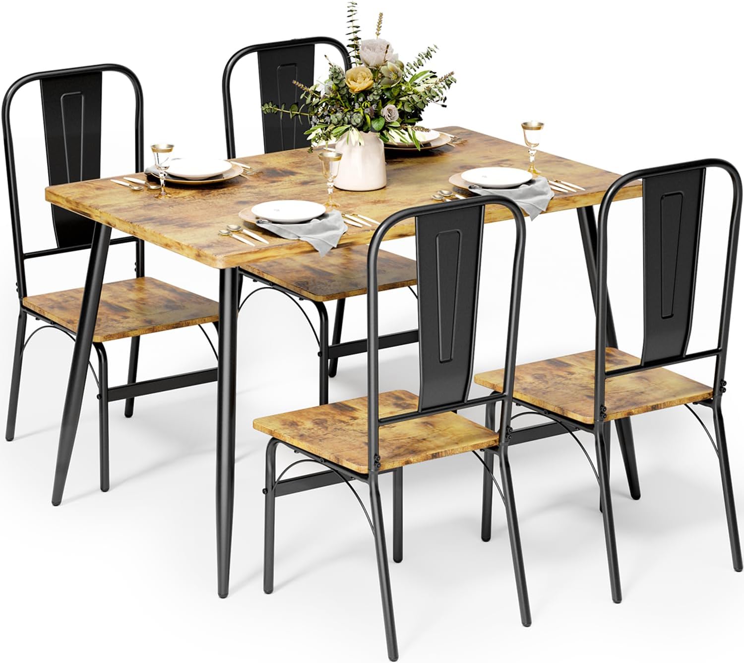 Amazon.com - Gizoon Dining Table Set for 4 with One Table and Four ...
