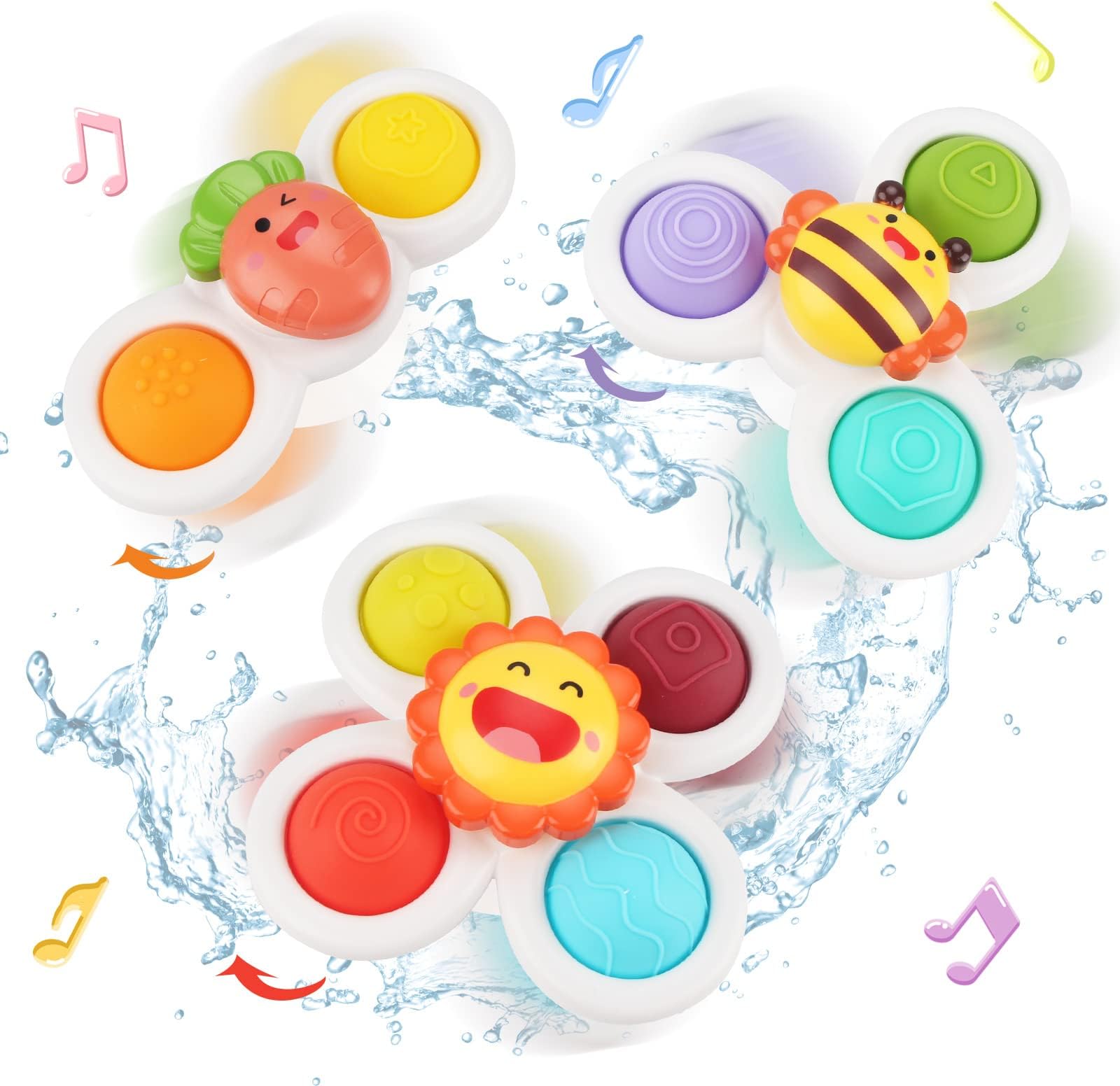 Coolplay Suction Cup Spinner Toys for Babies, Window Spinning Toys Set ...