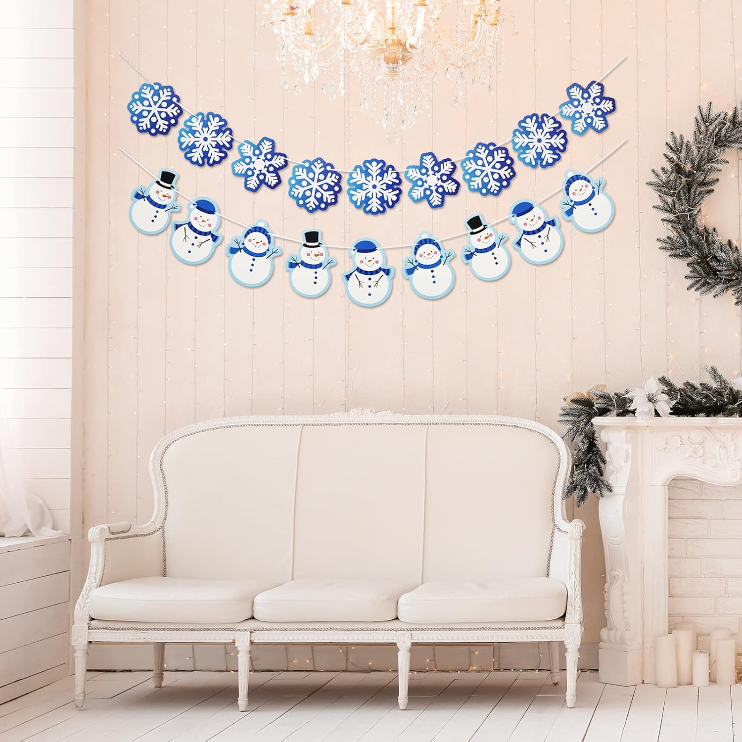 Whaline 2 pancarta de papel de Navidad, diseño de copo de nieve, diseño ...